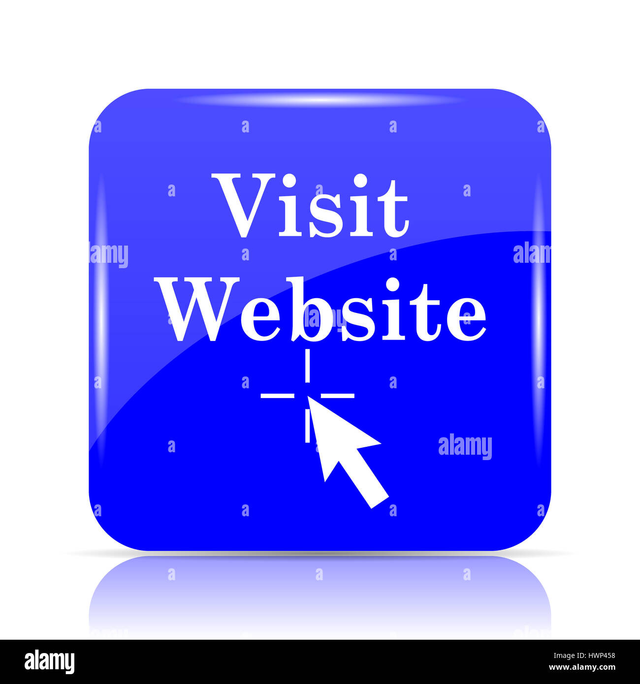 Visit website icon, blue website button on white background Stock Photo ...