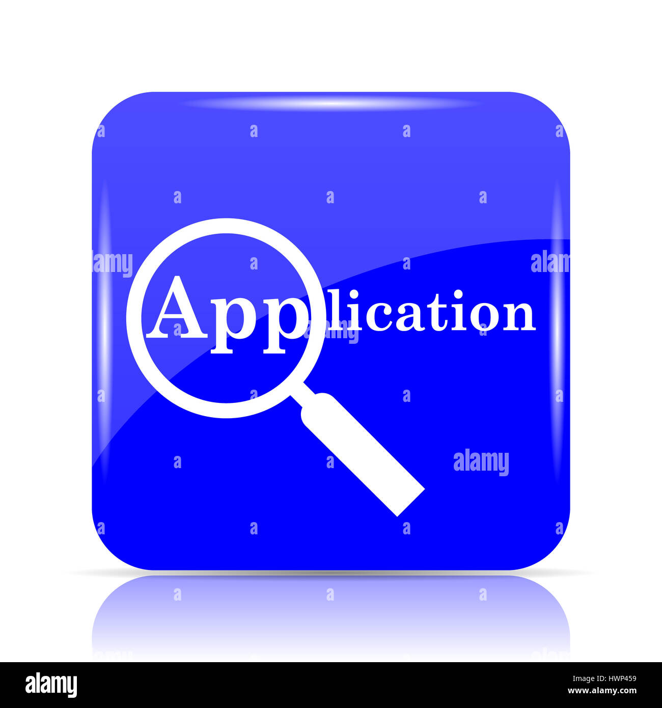 Application icon, blue website button on white background Stock Photo ...