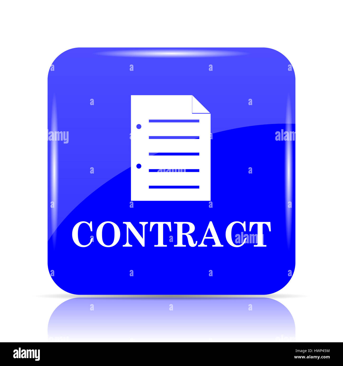 Contract icon, blue website button on white background Stock Photo - Alamy