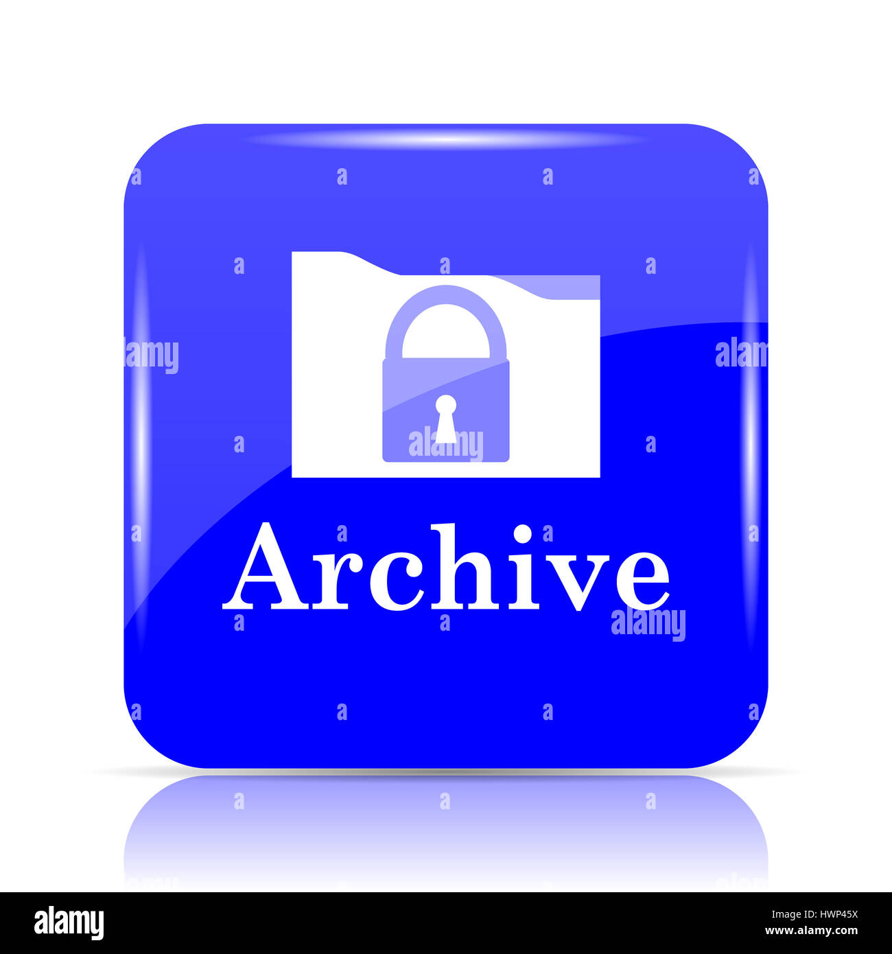 Archive icon, blue website button on white background Stock Photo - Alamy
