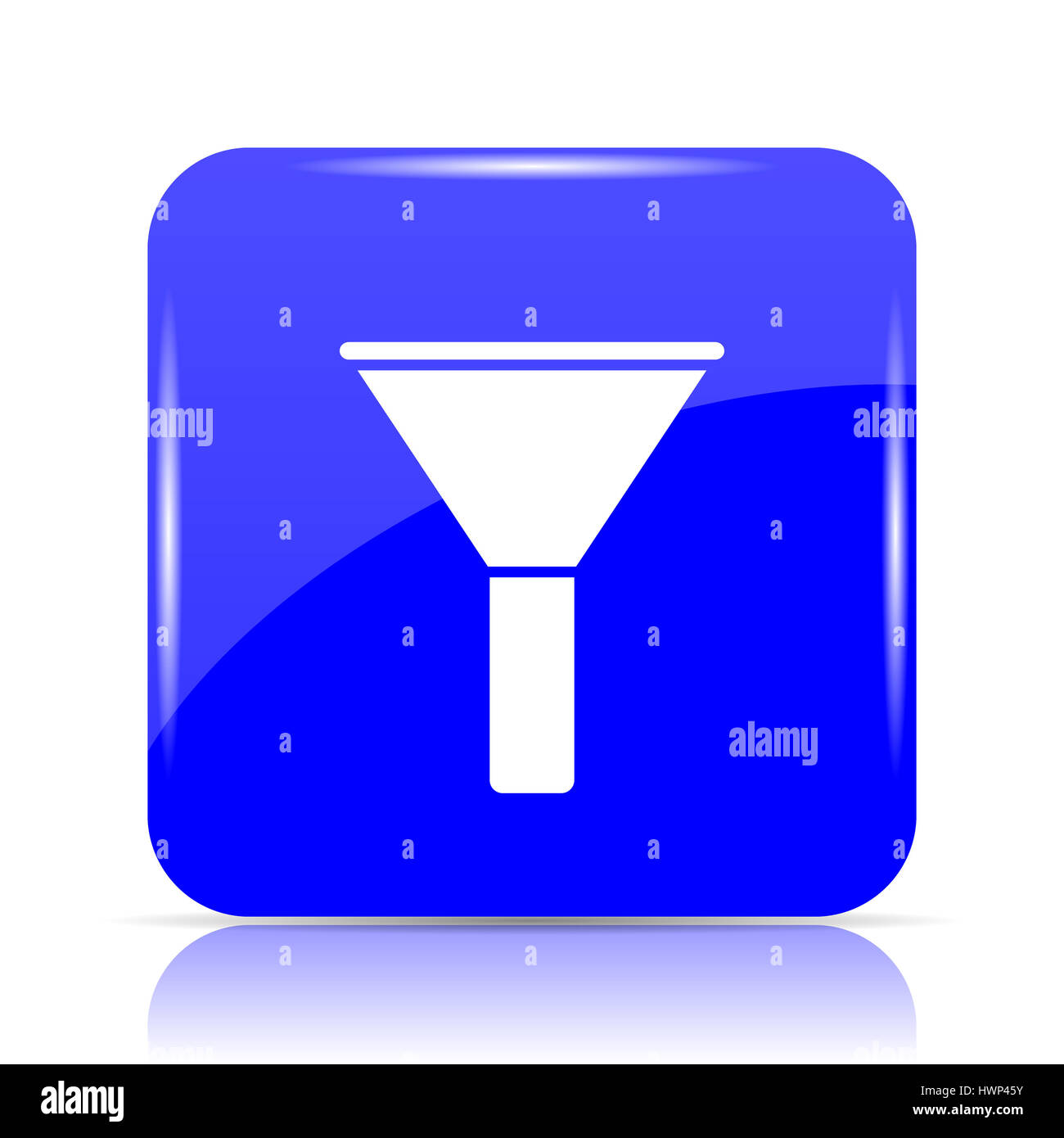 Filter icon, blue website button on white background Stock Photo - Alamy