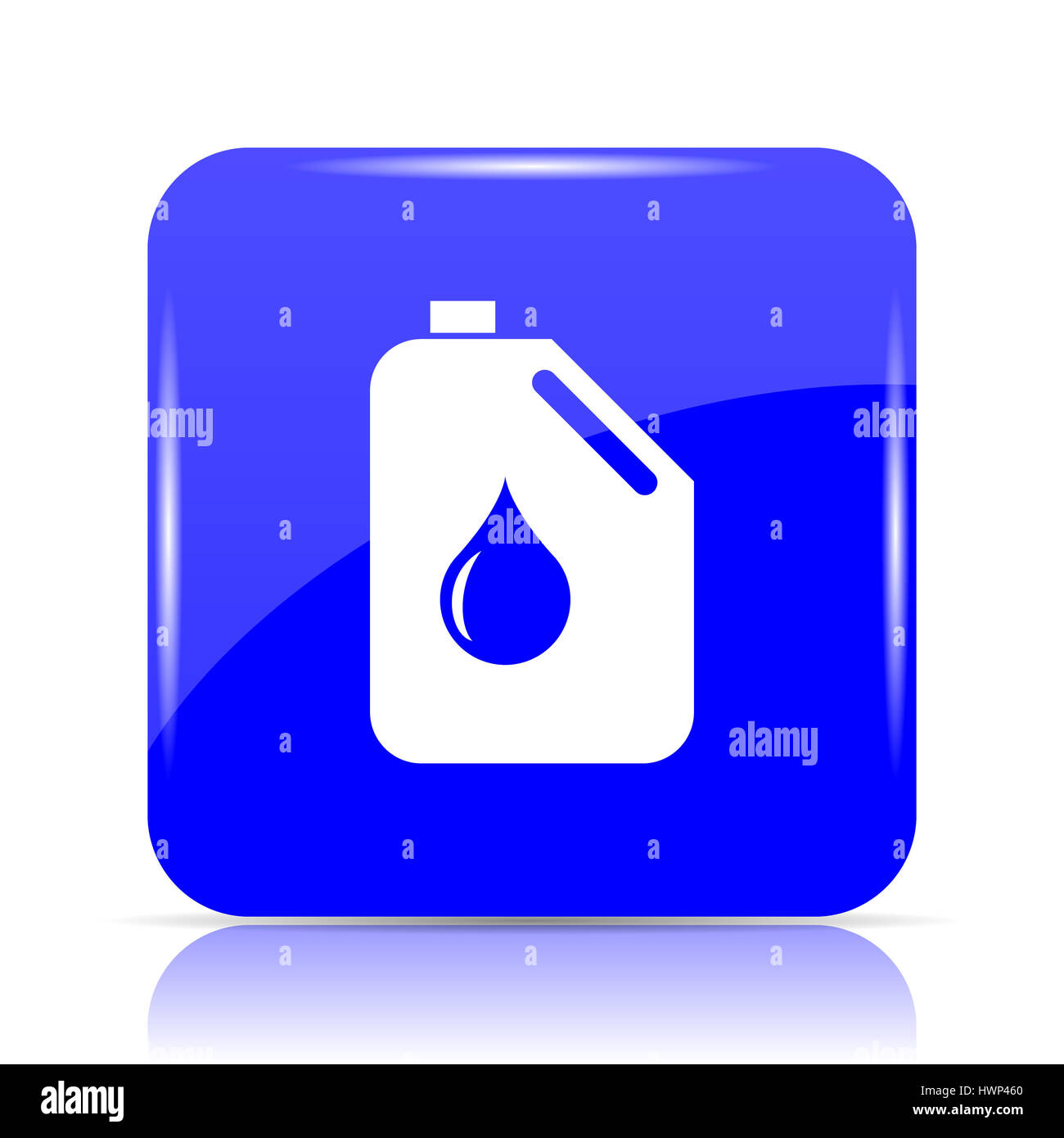 Oil can icon, blue website button on white background Stock Photo - Alamy