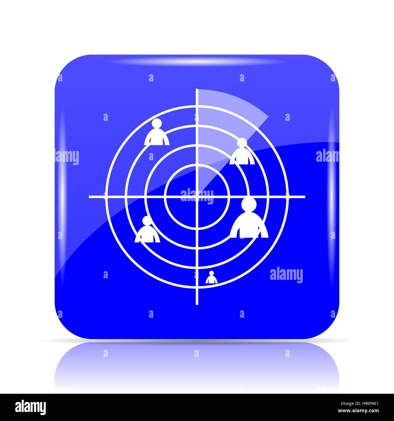 Radar icon, blue website button on white background Stock Photo - Alamy