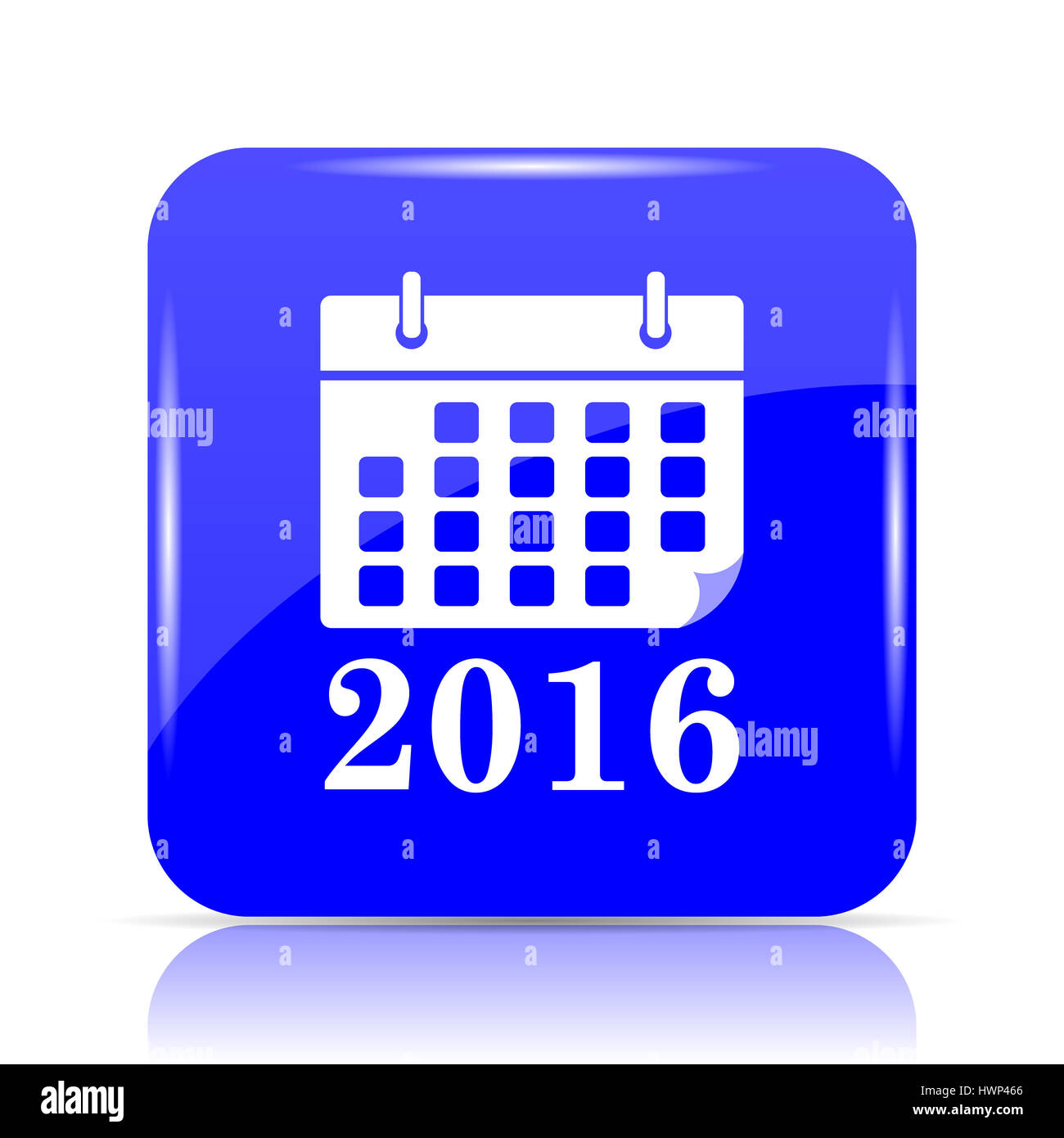 2016 calendar icon, blue website button on white background Stock Photo ...