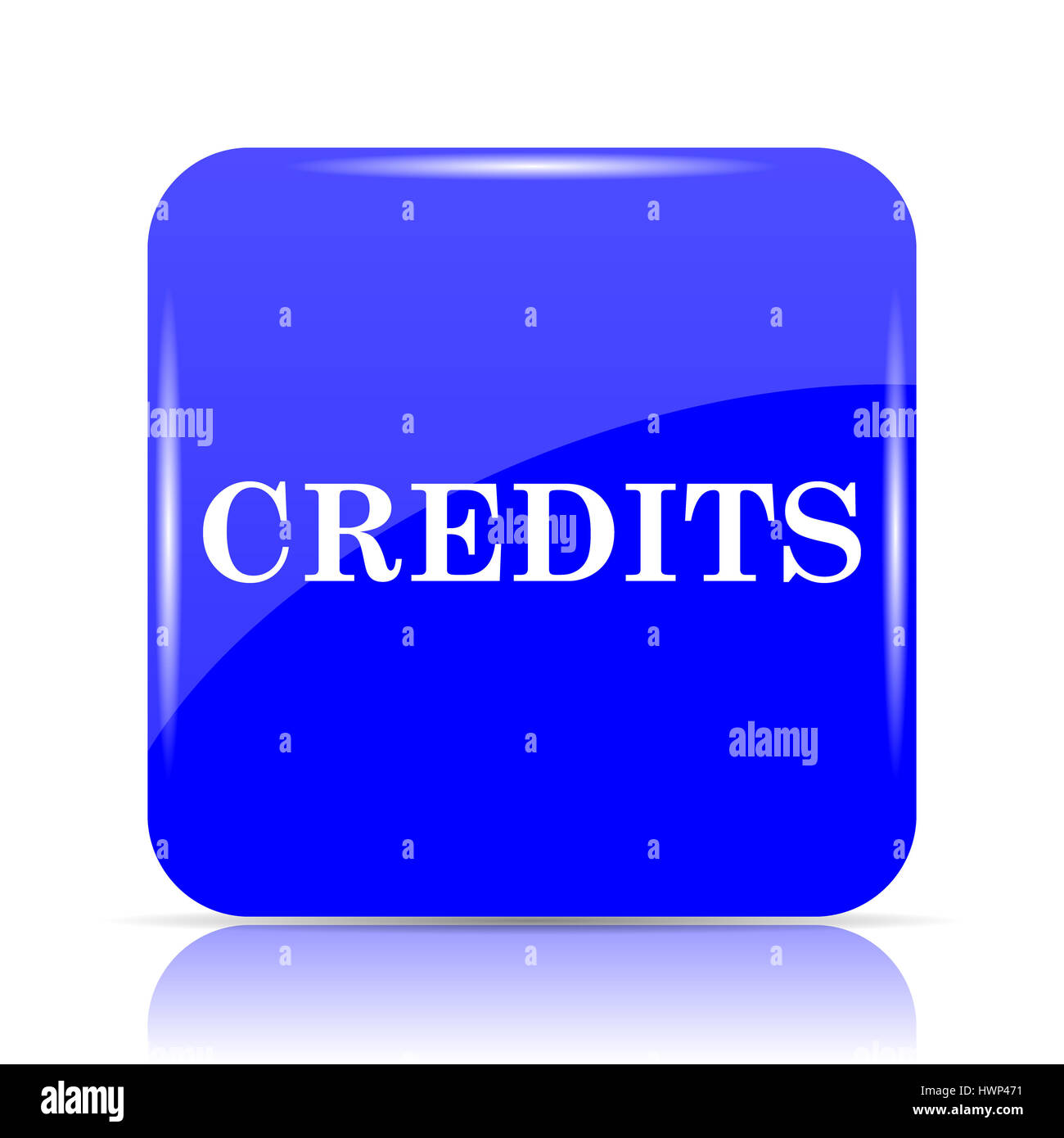 Credits icon, blue website button on white background Stock Photo - Alamy
