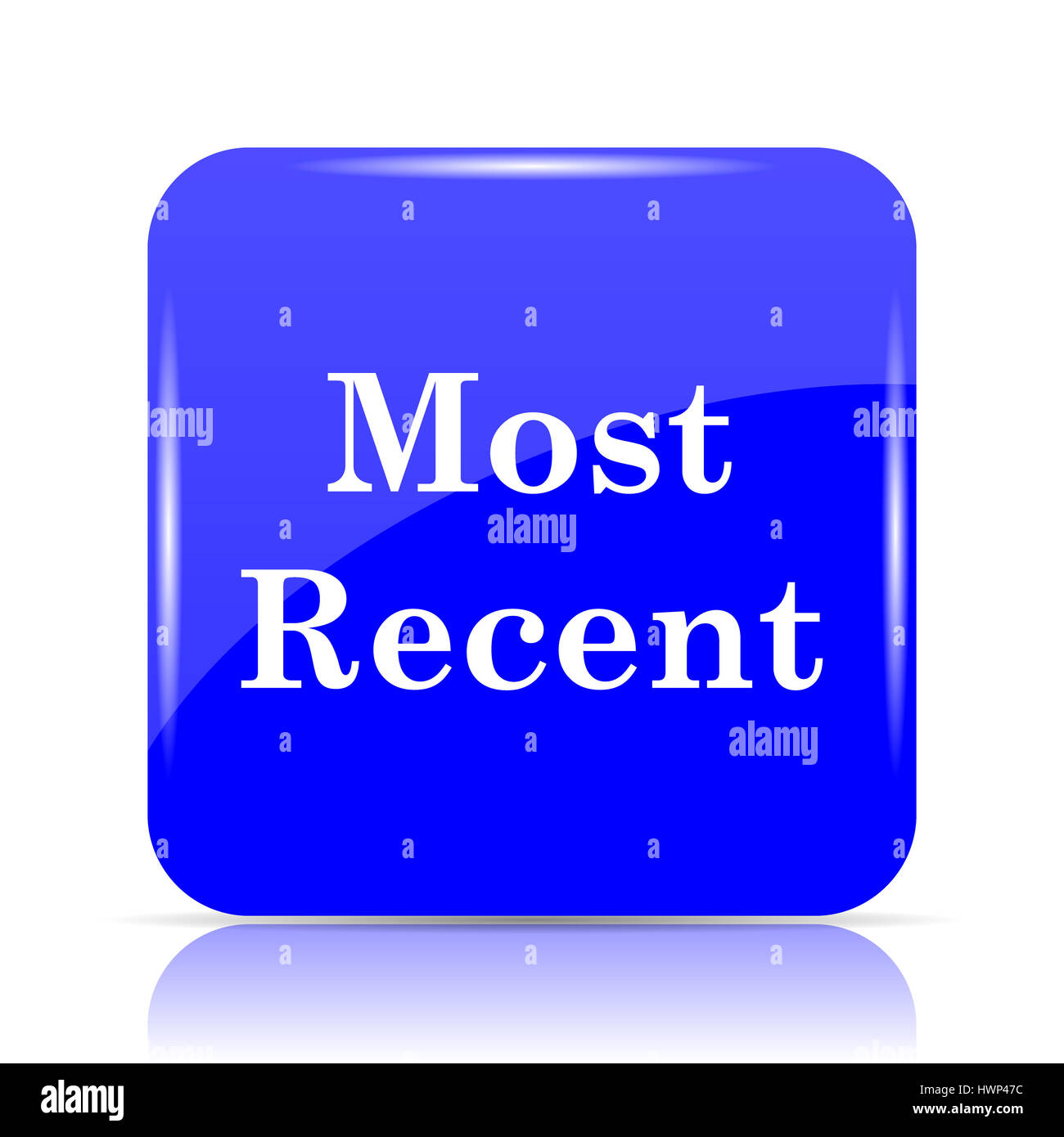 Most recent icon, blue website button on white background Stock Photo ...