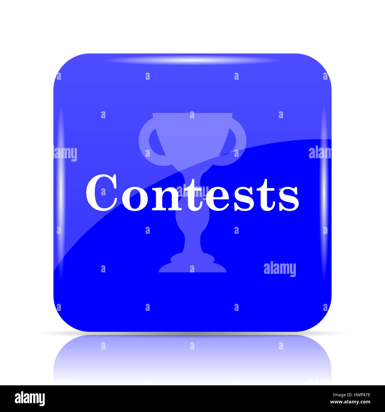 Contests icon, blue website button on white background Stock Photo - Alamy