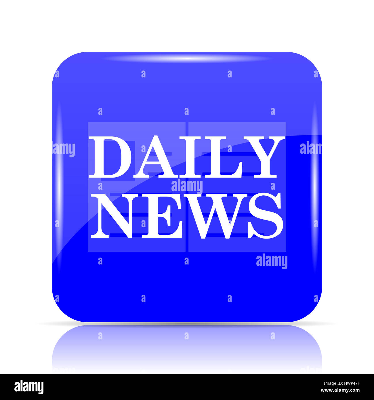 Daily news icon, blue website button on white background Stock Photo ...