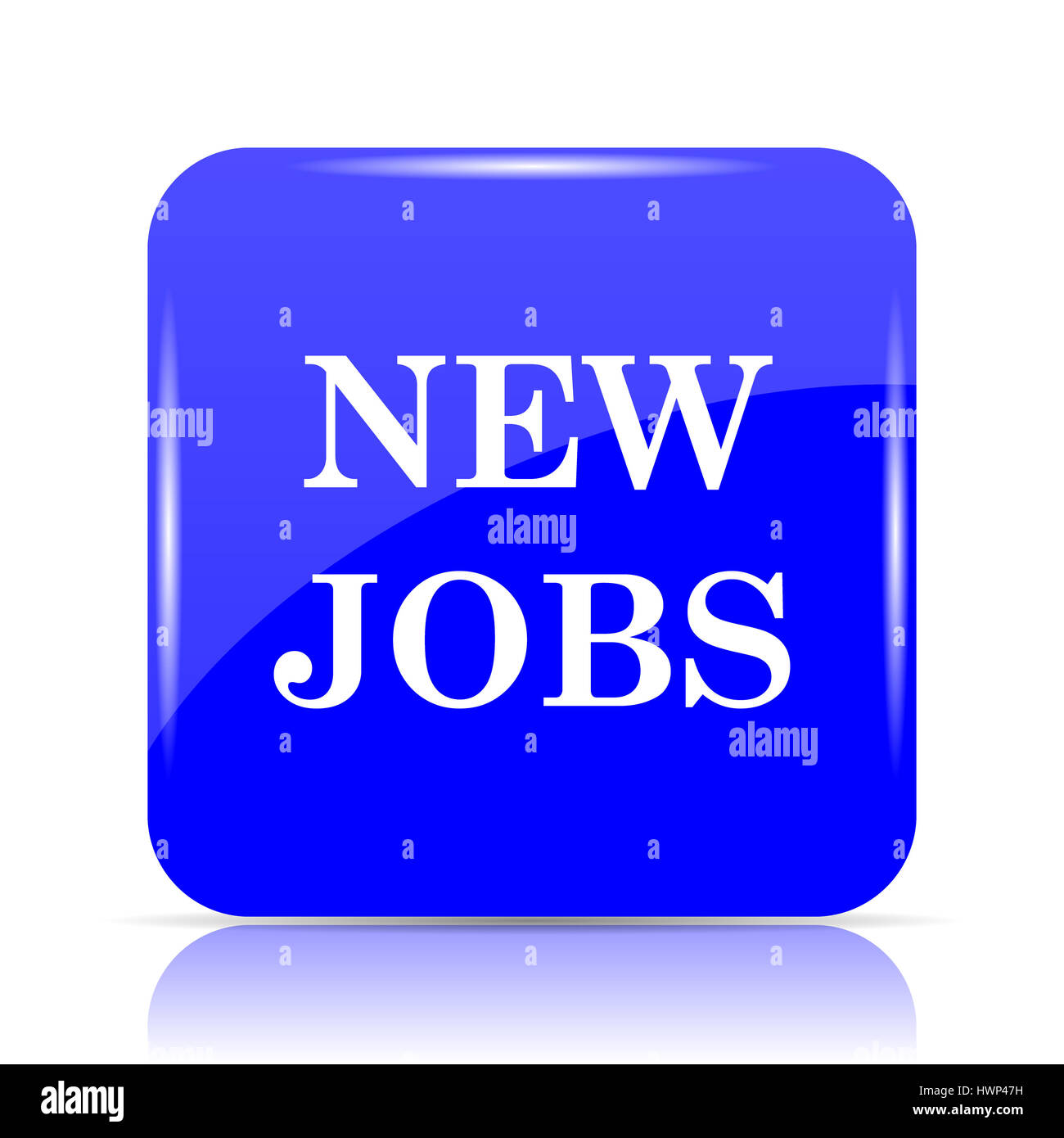 New jobs icon, blue website button on white background Stock Photo - Alamy