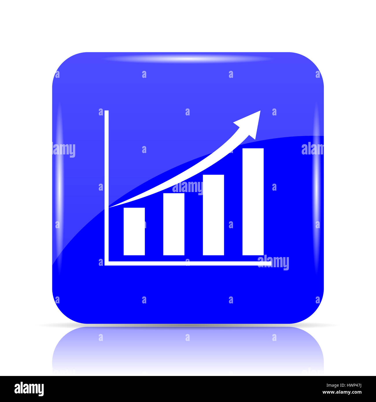 Chart icon, blue website button on white background Stock Photo - Alamy