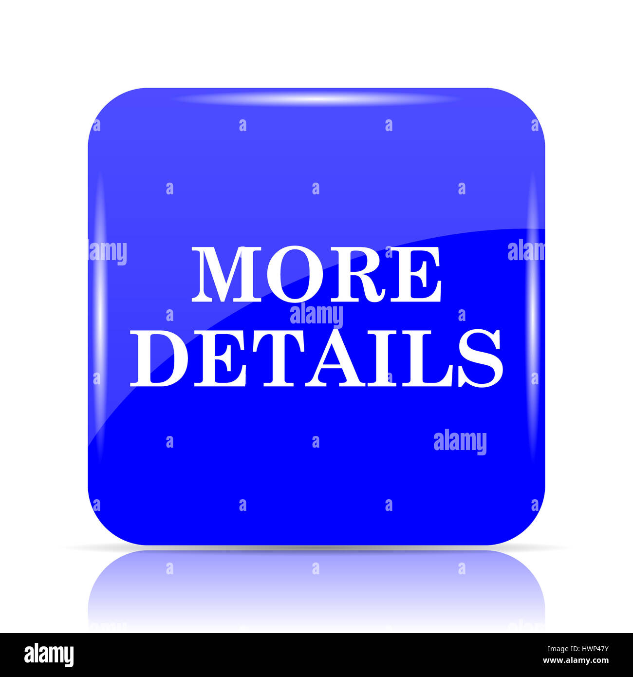 More details icon, blue website button on white background Stock Photo ...