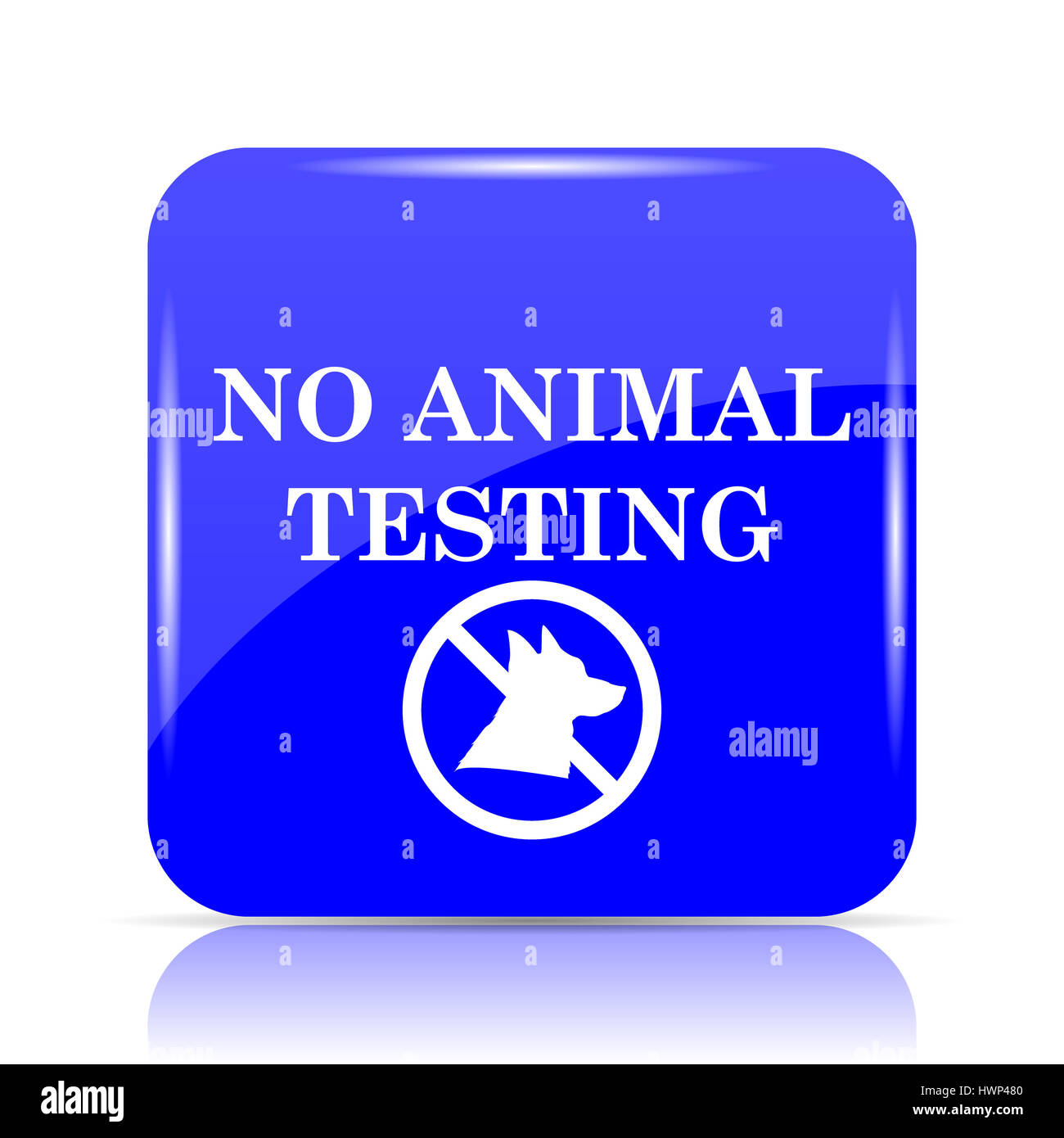 No animal testing icon, blue website button on white background Stock ...