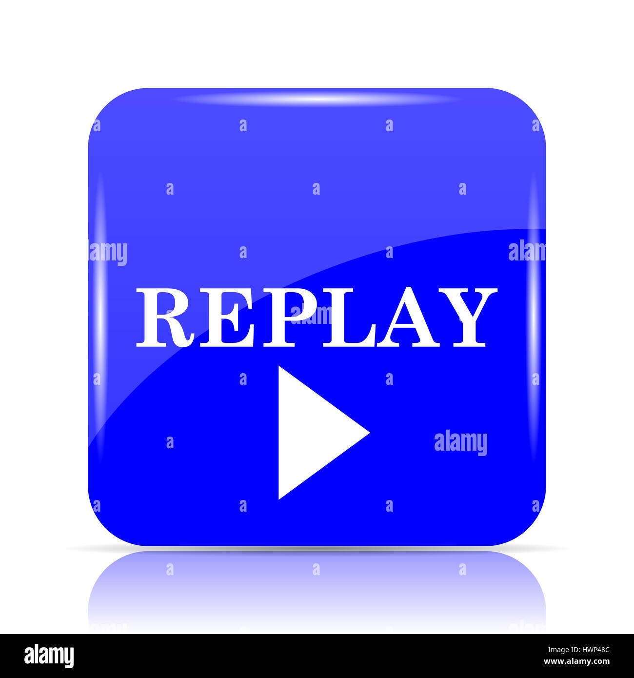 Replay icon, blue website button on white background Stock Photo - Alamy