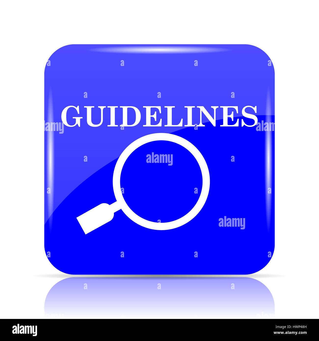 Guidelines icon, blue website button on white background Stock Photo ...