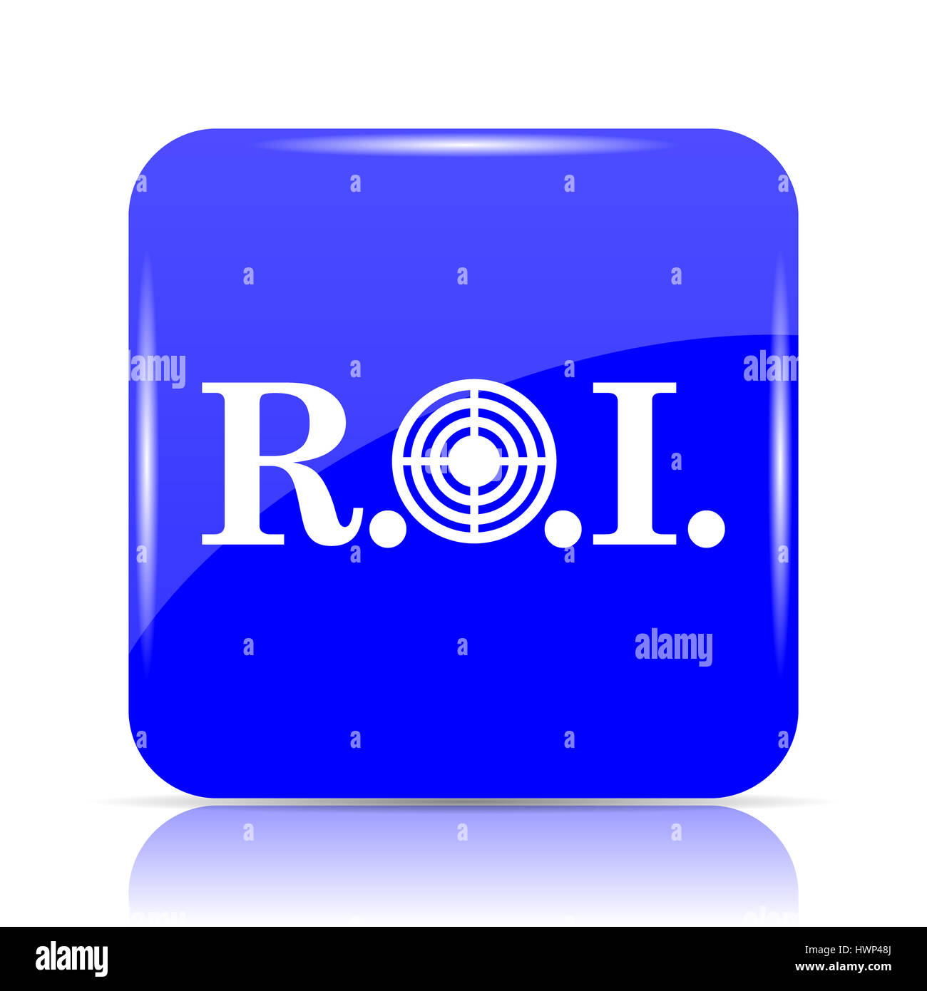ROI icon, blue website button on white background Stock Photo - Alamy