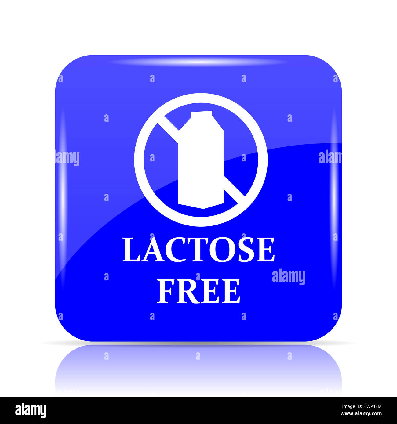 Lactose free icon, blue website button on white background Stock Photo ...