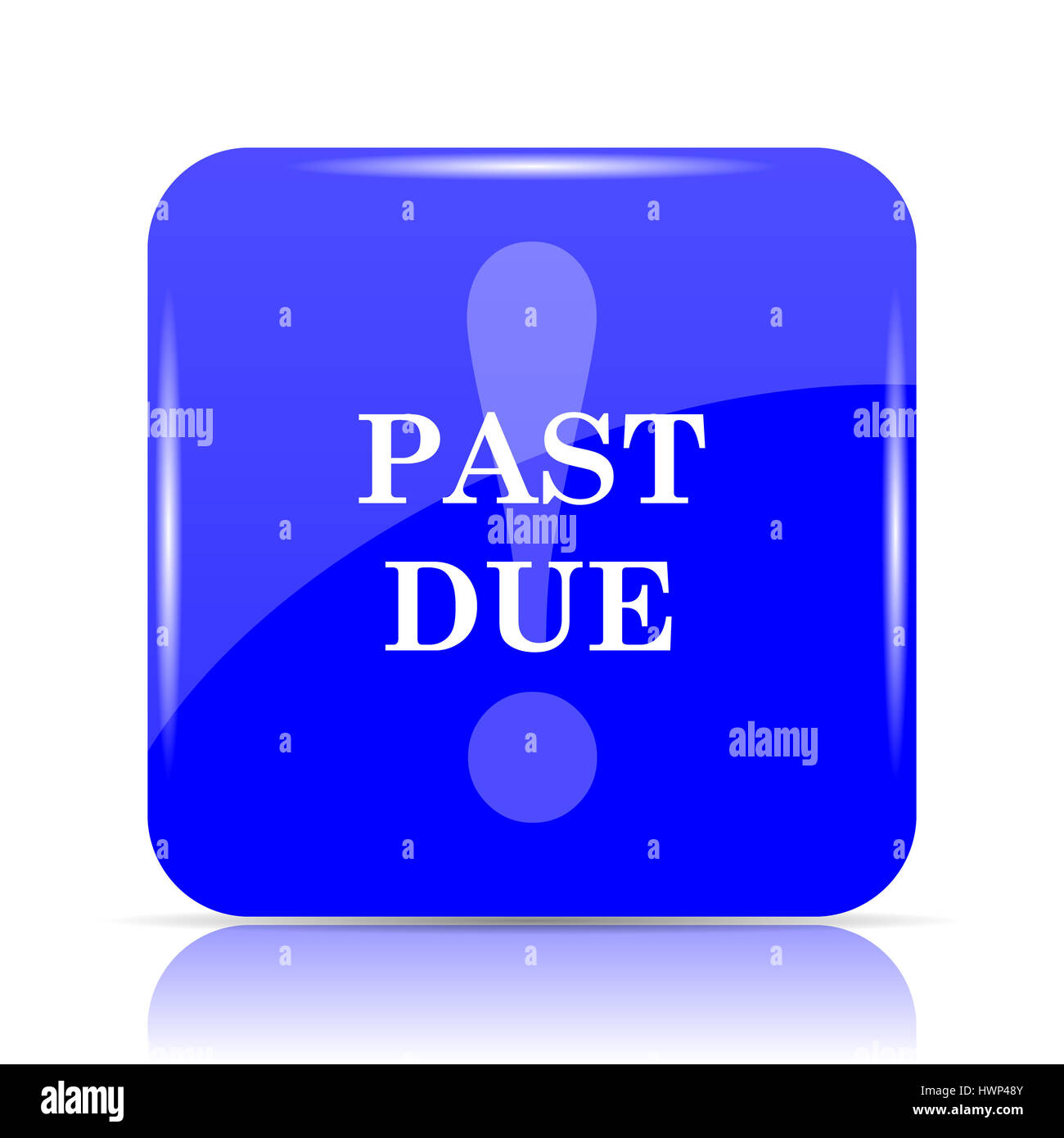Past due icon, blue website button on white background Stock Photo - Alamy