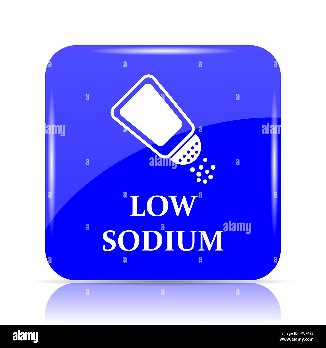 Low sodium icon, blue website button on white background Stock Photo ...