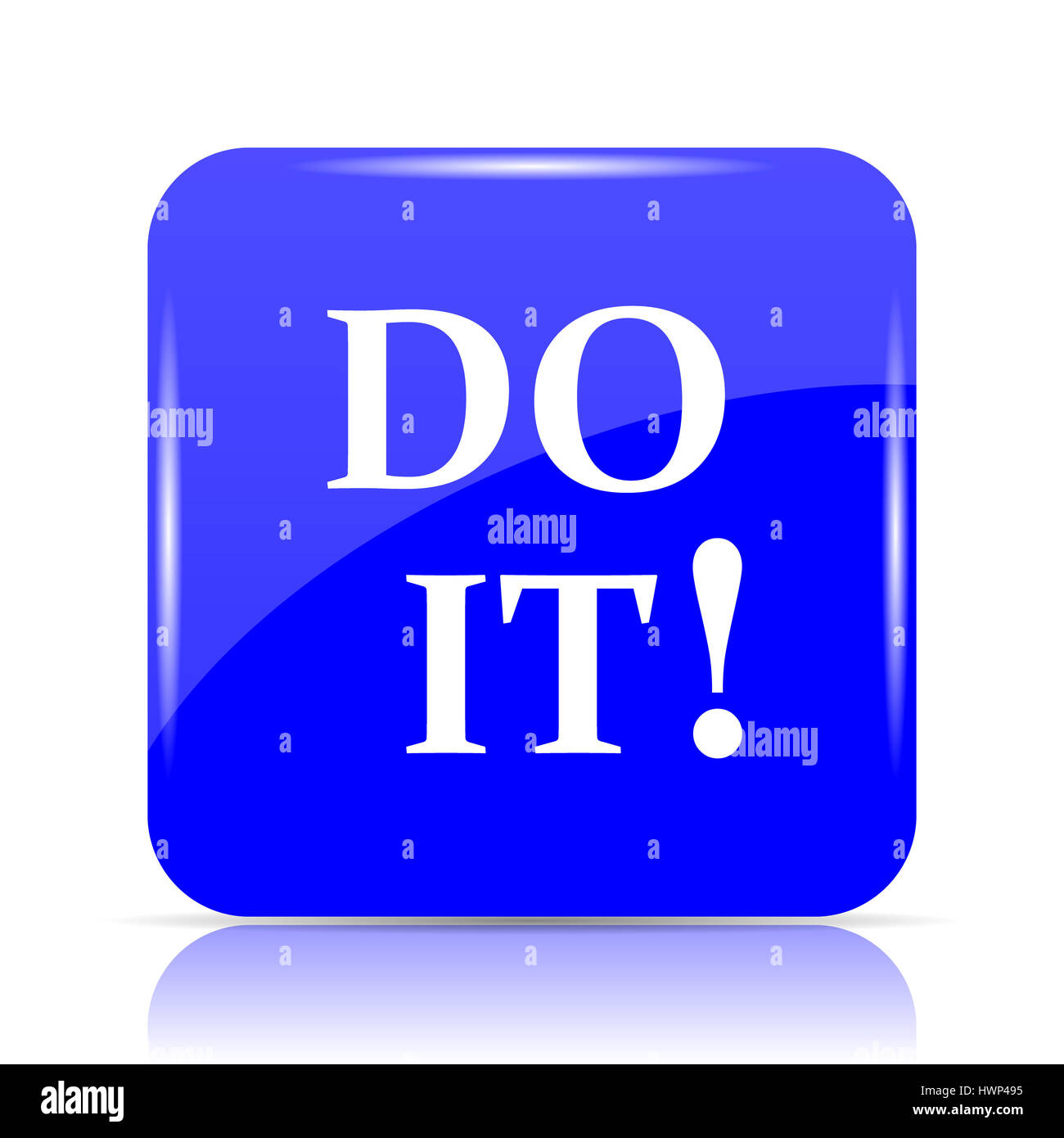 Do it icon, blue website button on white background Stock Photo - Alamy