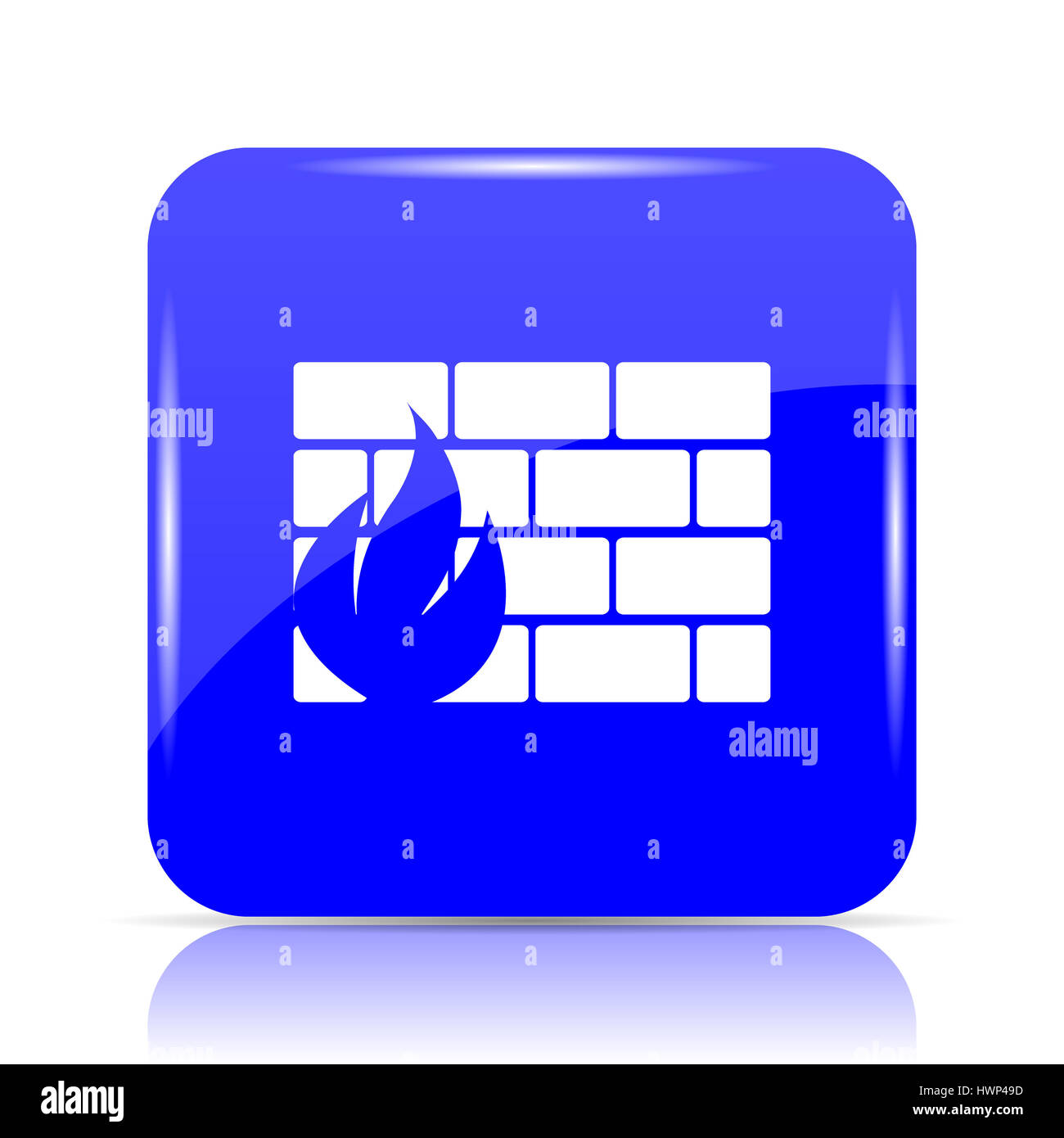 Firewall icon, blue website button on white background Stock Photo - Alamy