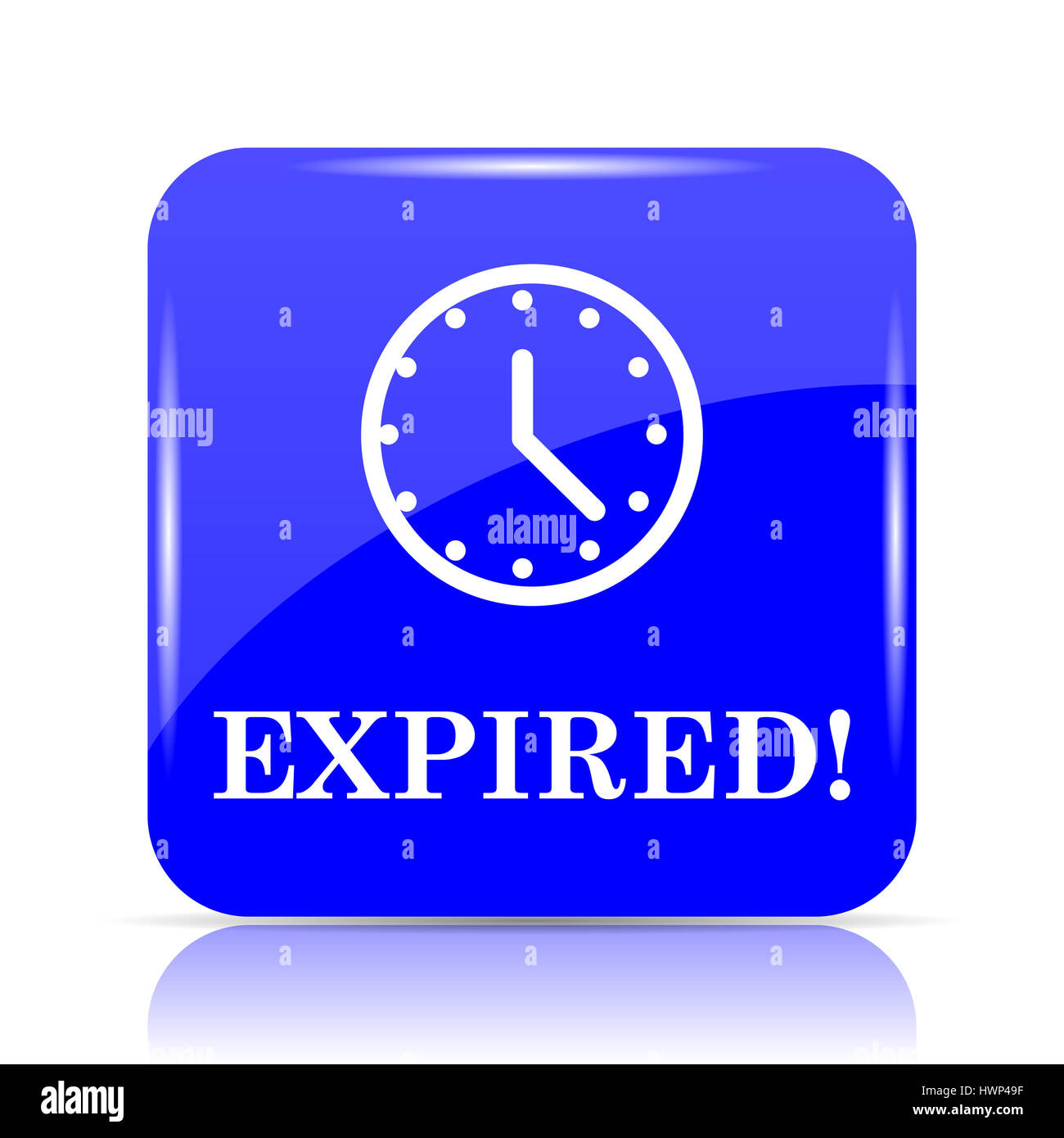 Expired icon, blue website button on white background Stock Photo - Alamy