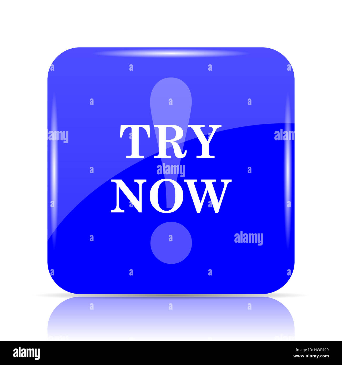 Try now icon, blue website button on white background Stock Photo - Alamy