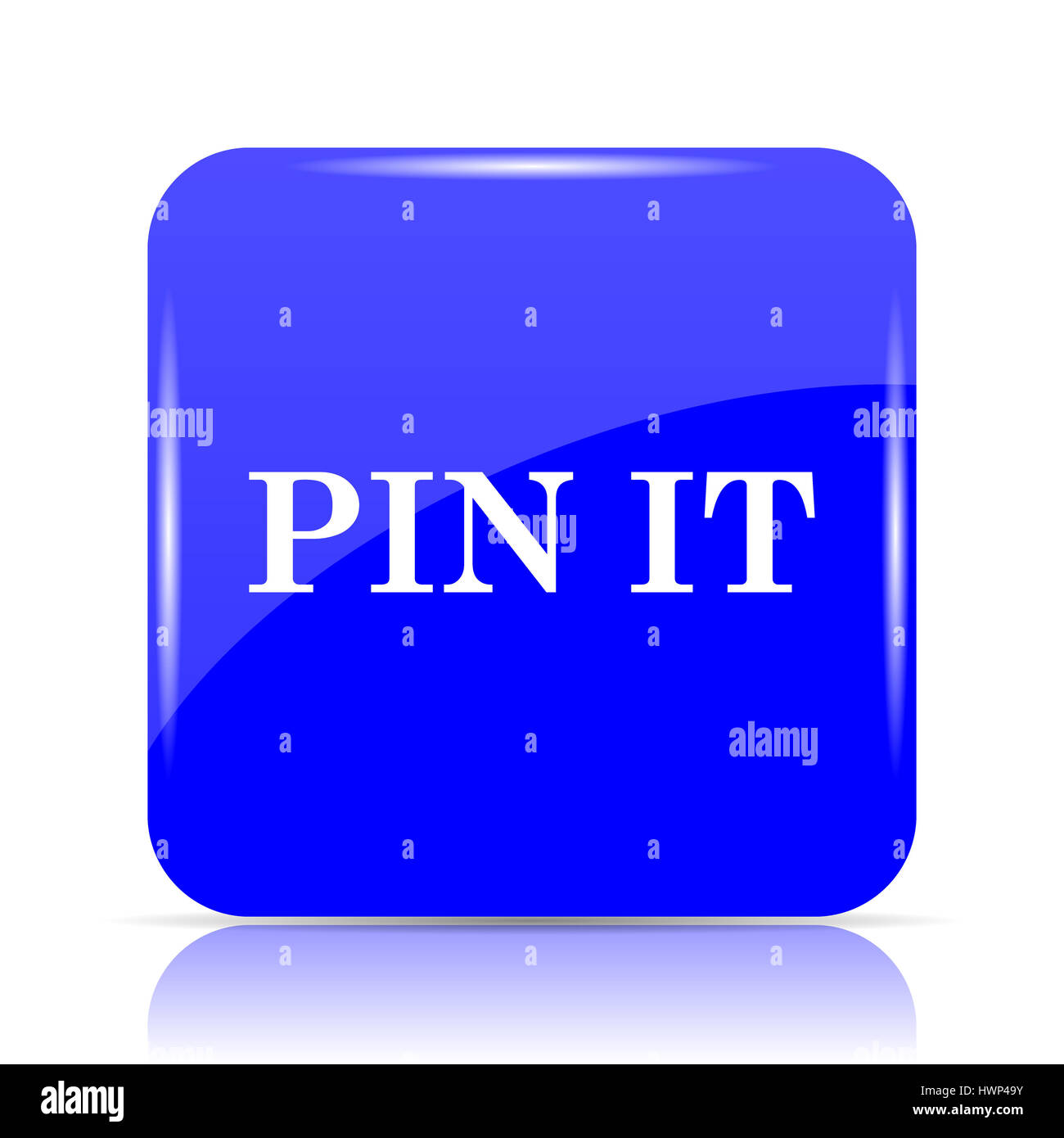 Pin it icon, blue website button on white background Stock Photo - Alamy