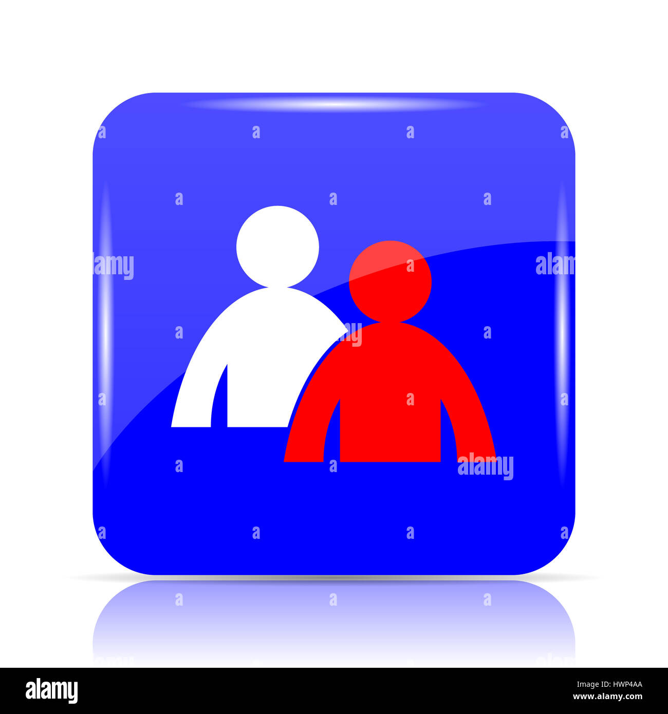 Mentoring icon, blue website button on white background Stock Photo - Alamy