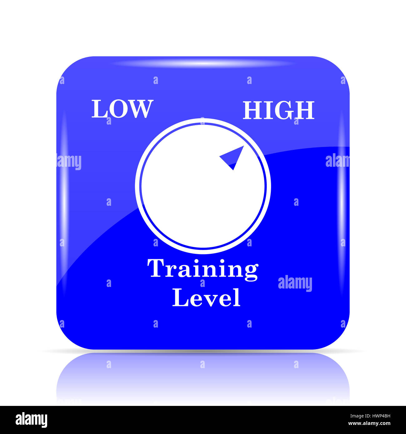 Training level icon, blue website button on white background Stock ...