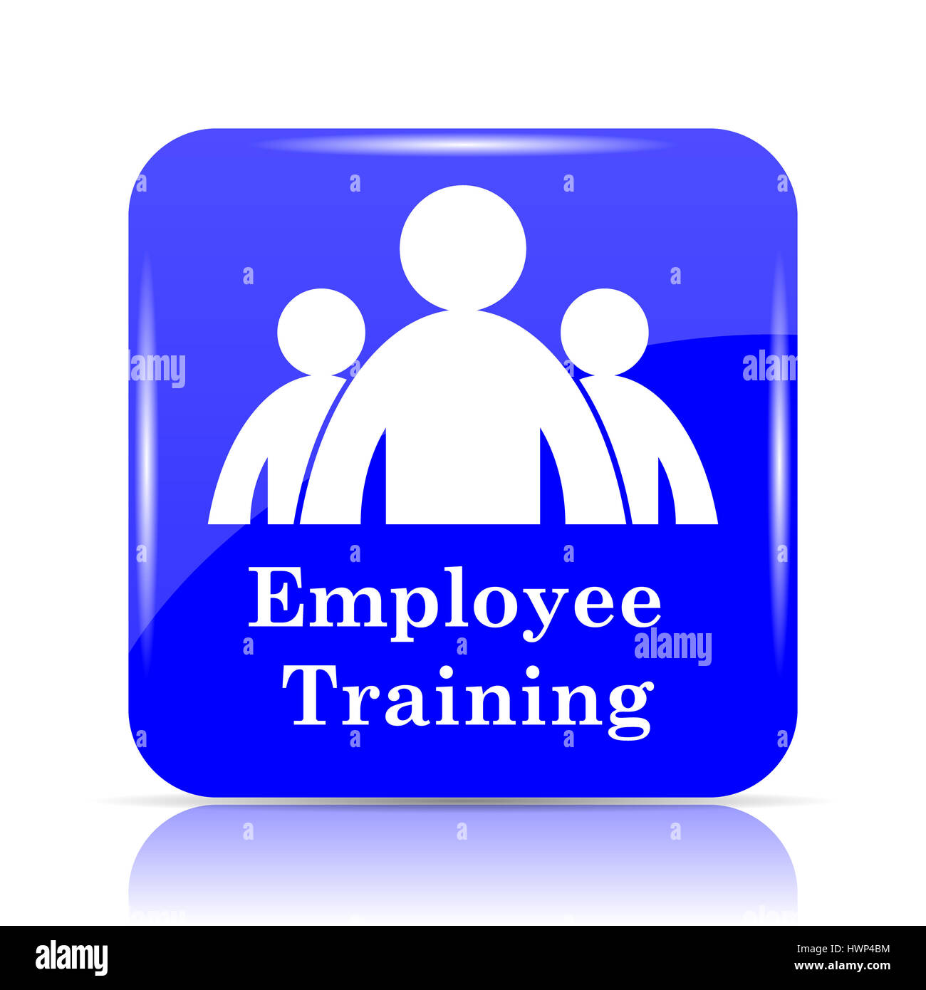 Employee training icon, blue website button on white background Stock ...