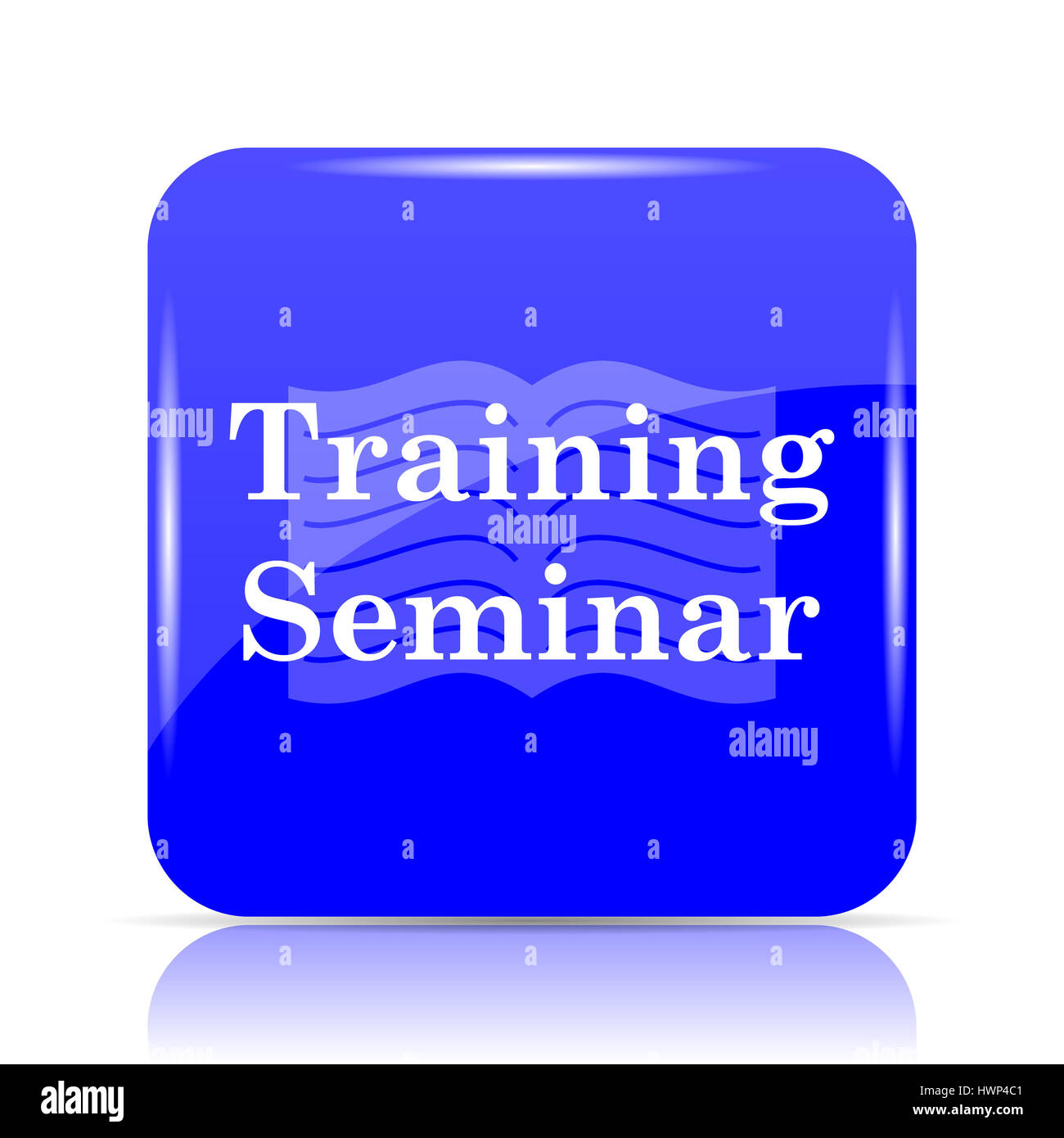 Training seminar icon, blue website button on white background Stock ...