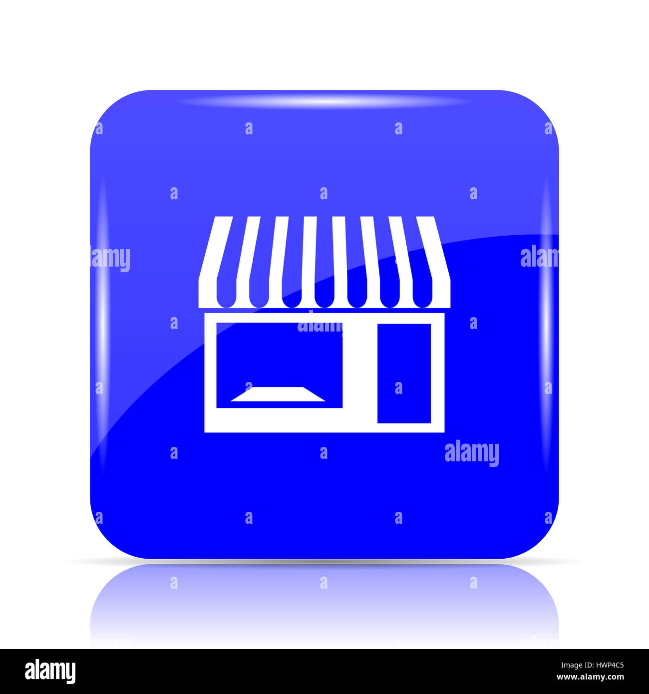 Store icon, blue website button on white background Stock Photo - Alamy