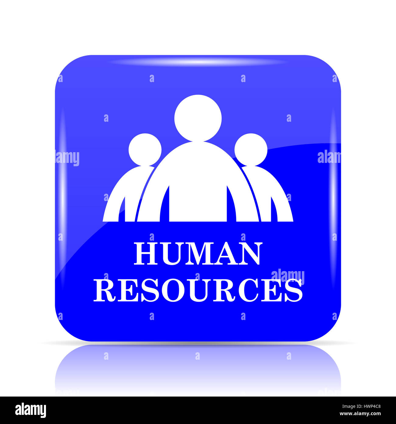 Human Resources icon, blue website button on white background Stock ...