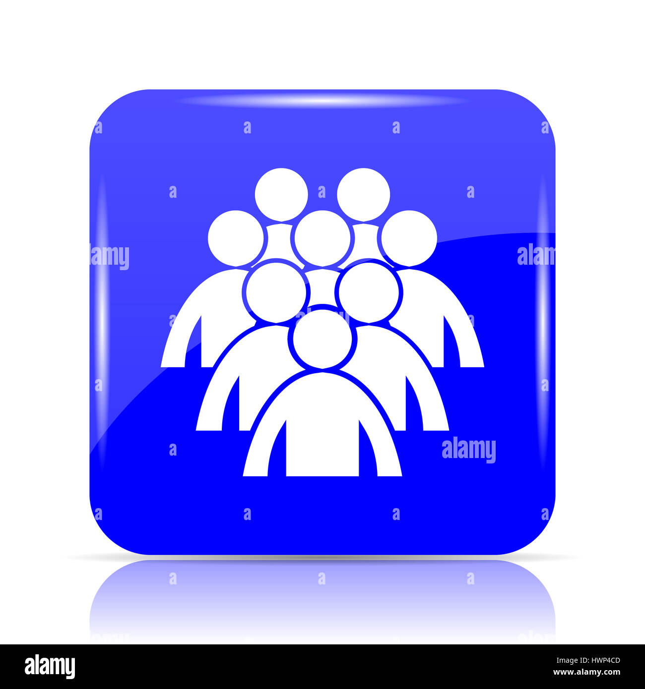 Group of people icon, blue website button on white background Stock ...
