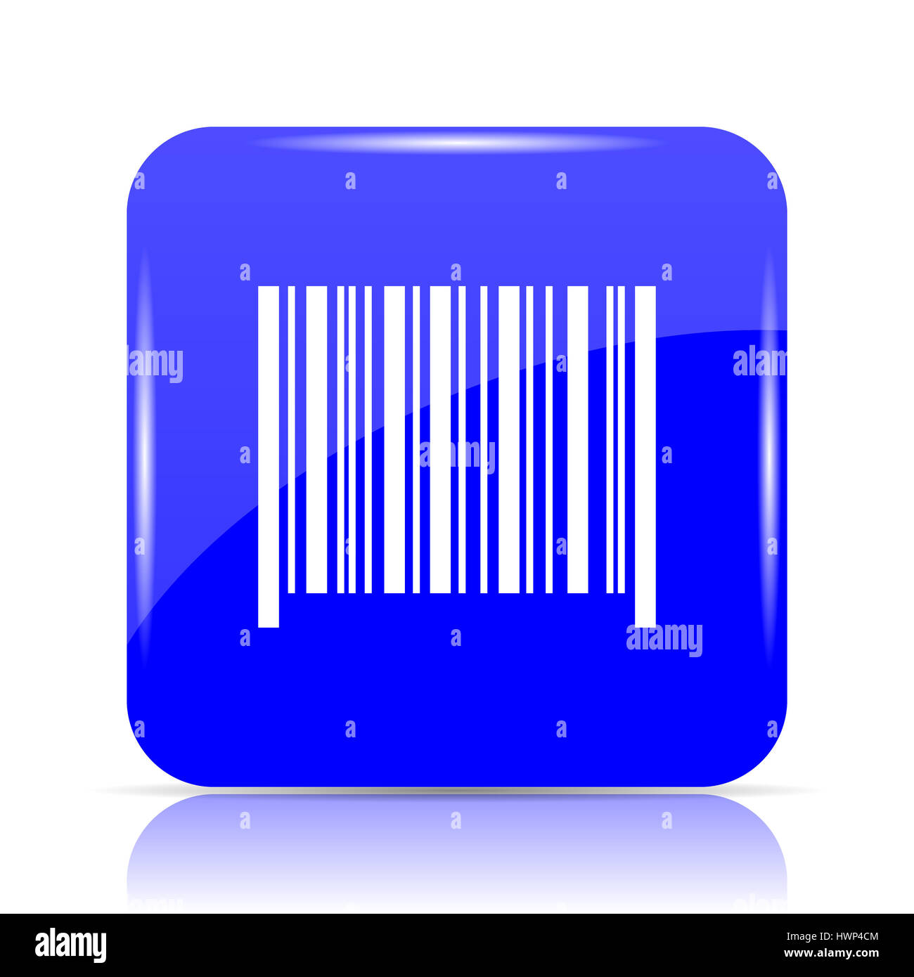 Barcode icon, blue website button on white background Stock Photo - Alamy
