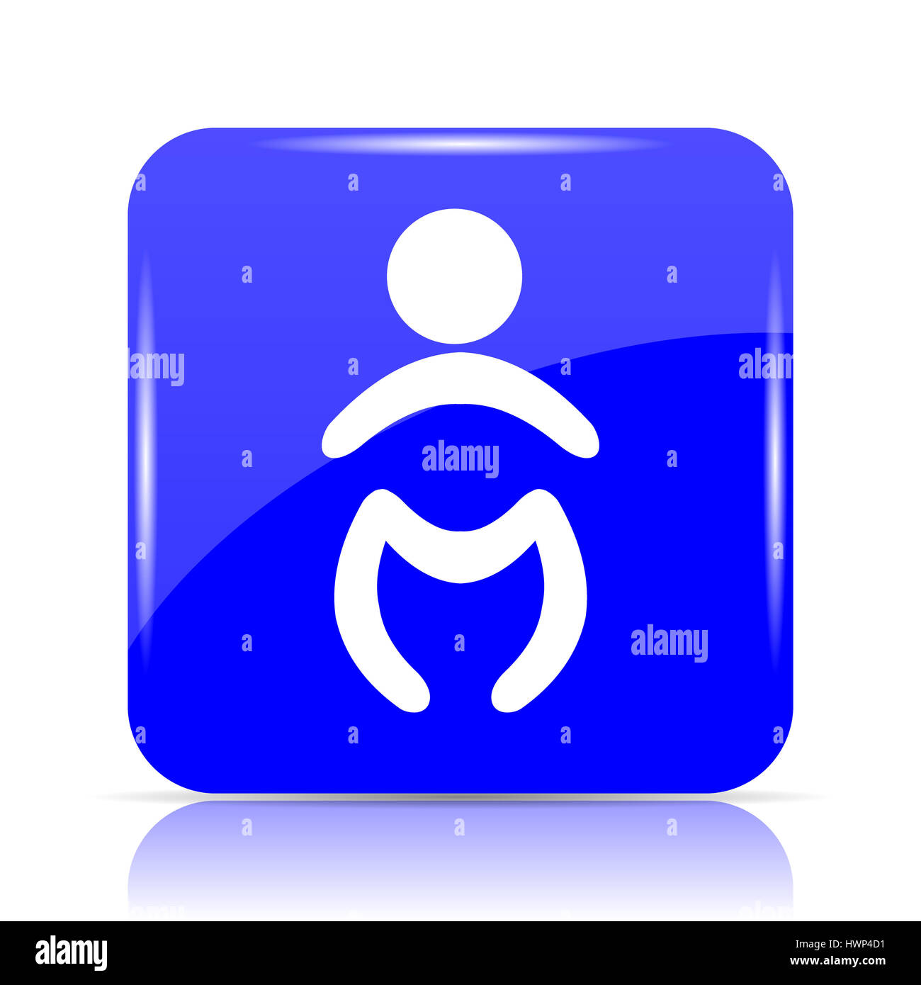 Baby icon, blue website button on white background Stock Photo - Alamy