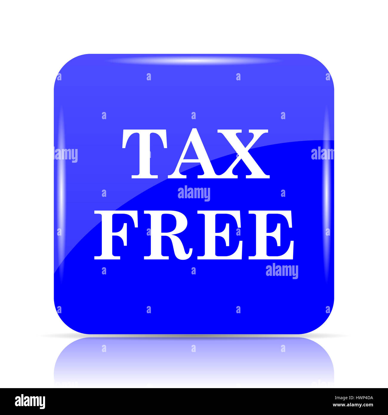 Tax free icon, blue website button on white background Stock Photo - Alamy