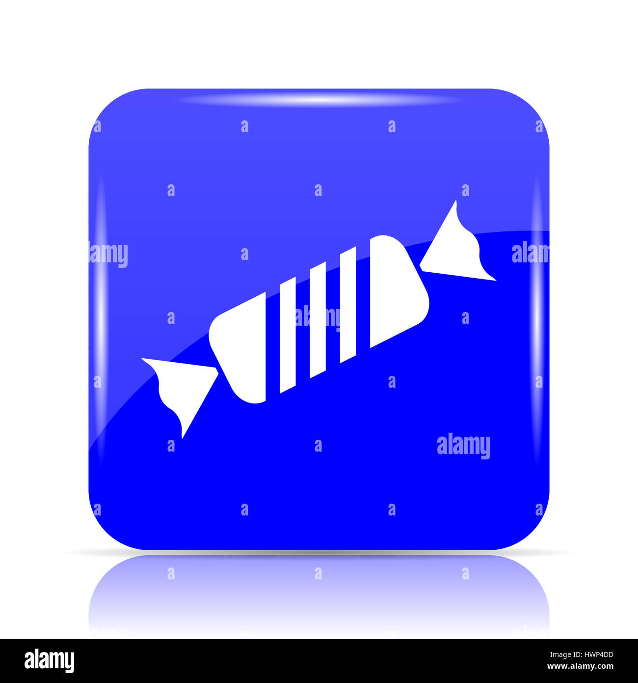 Candy icon, blue website button on white background Stock Photo - Alamy
