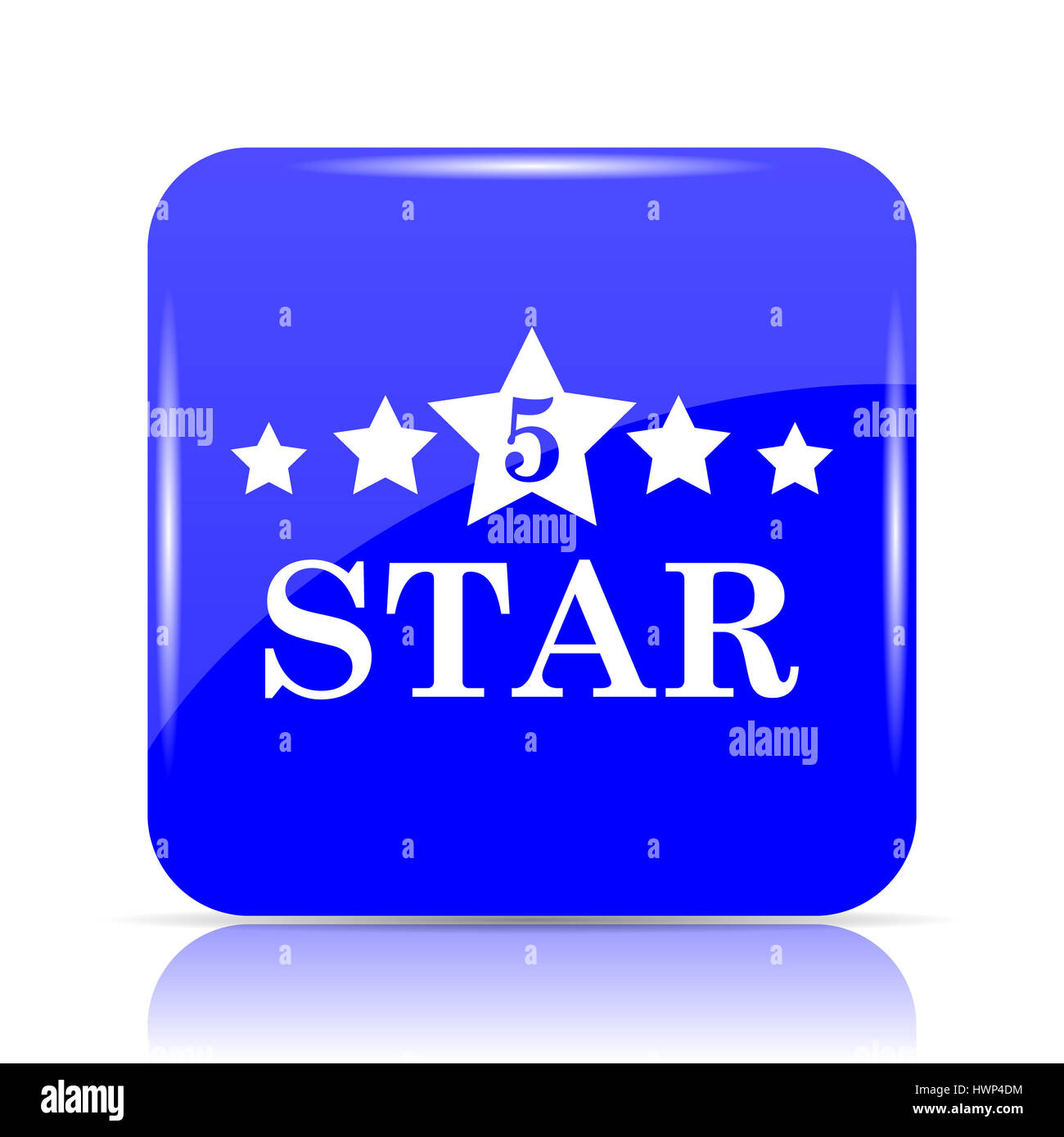 5 star icon, blue website button on white background Stock Photo - Alamy