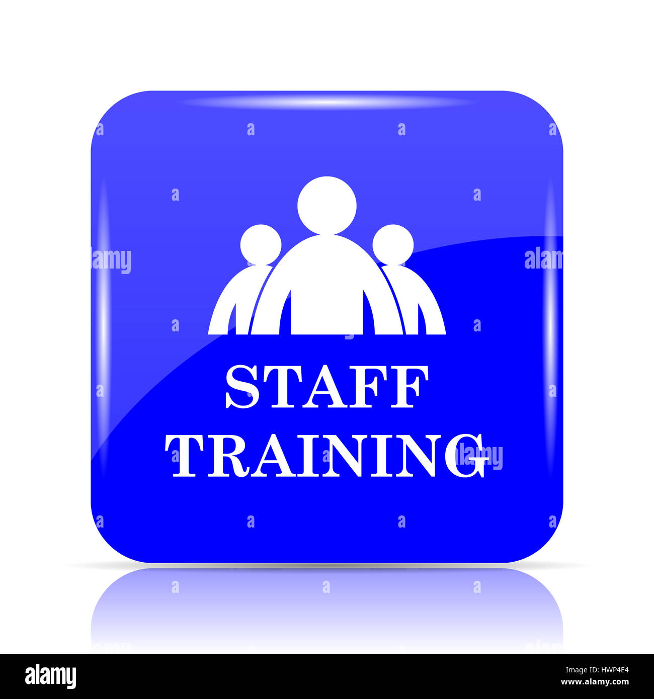 Staff training icon, blue website button on white background Stock ...