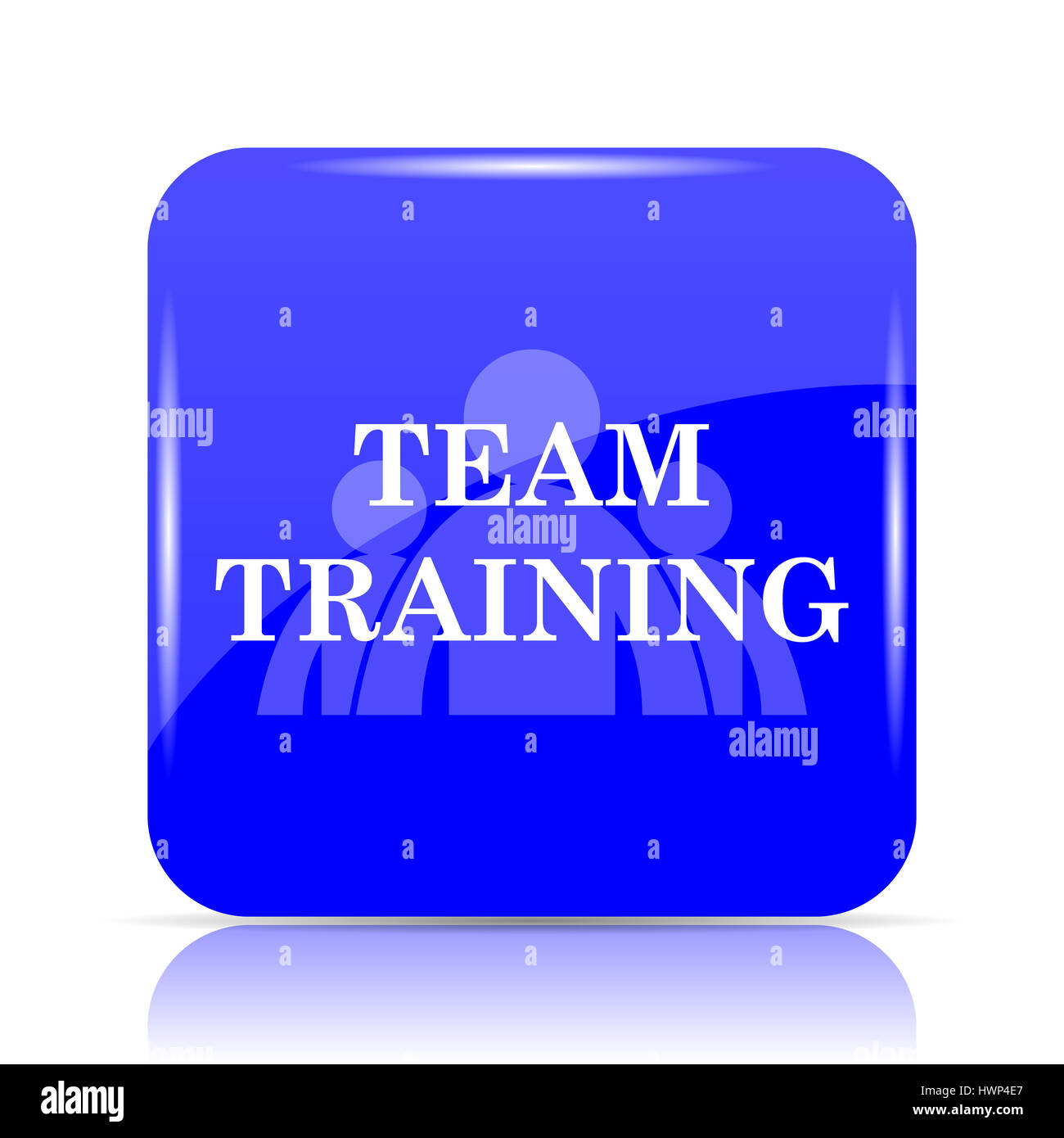 Team training icon, blue website button on white background Stock Photo ...