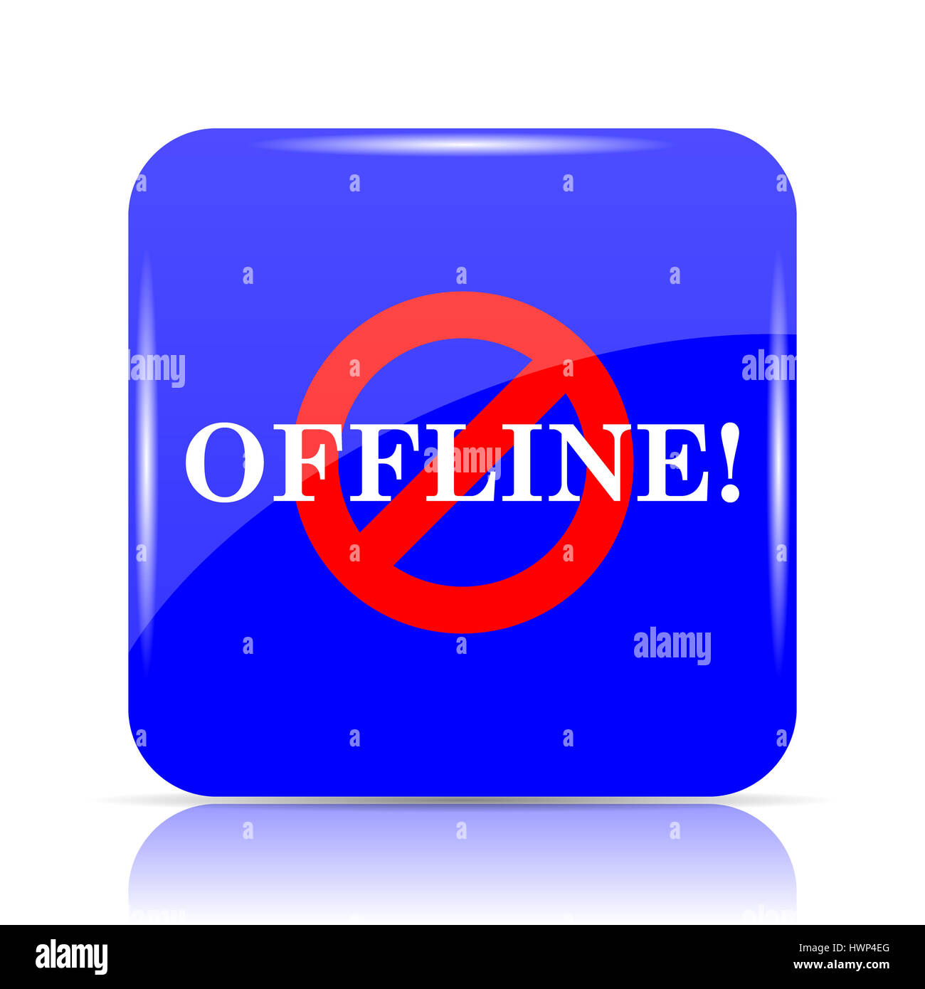 Offline icon, blue website button on white background Stock Photo - Alamy
