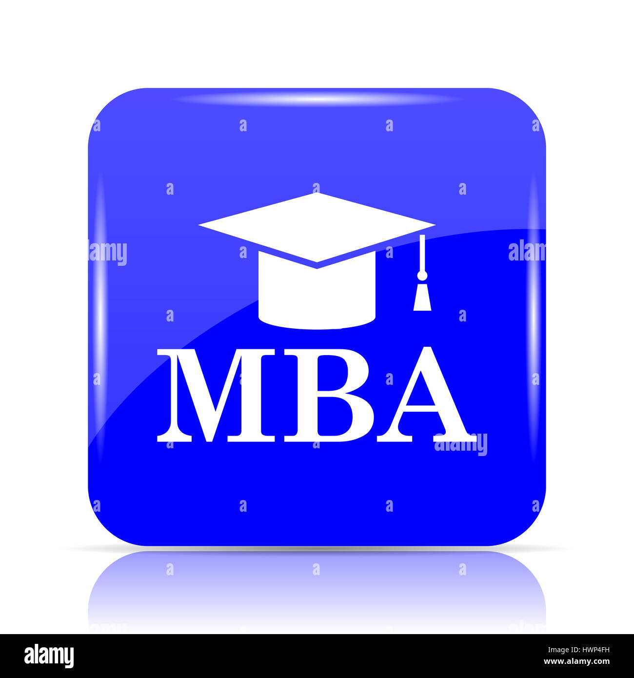 MBA icon, blue website button on white background Stock Photo - Alamy