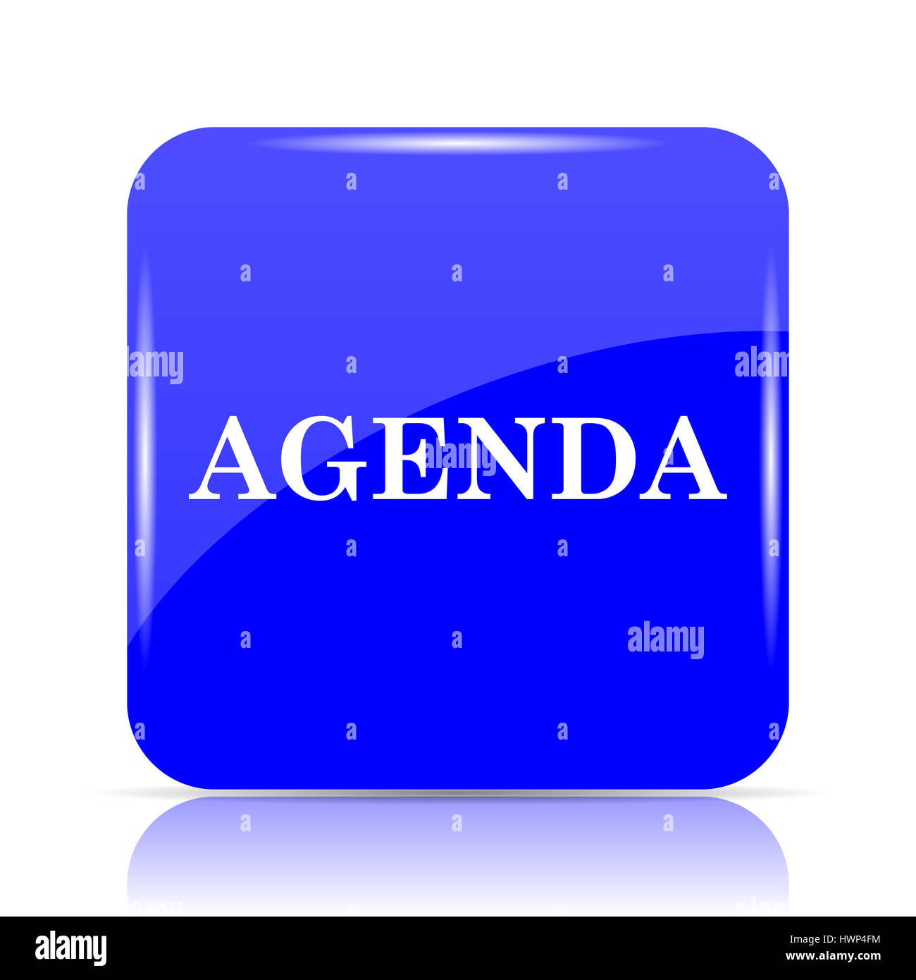 Agenda icon, blue website button on white background Stock Photo - Alamy