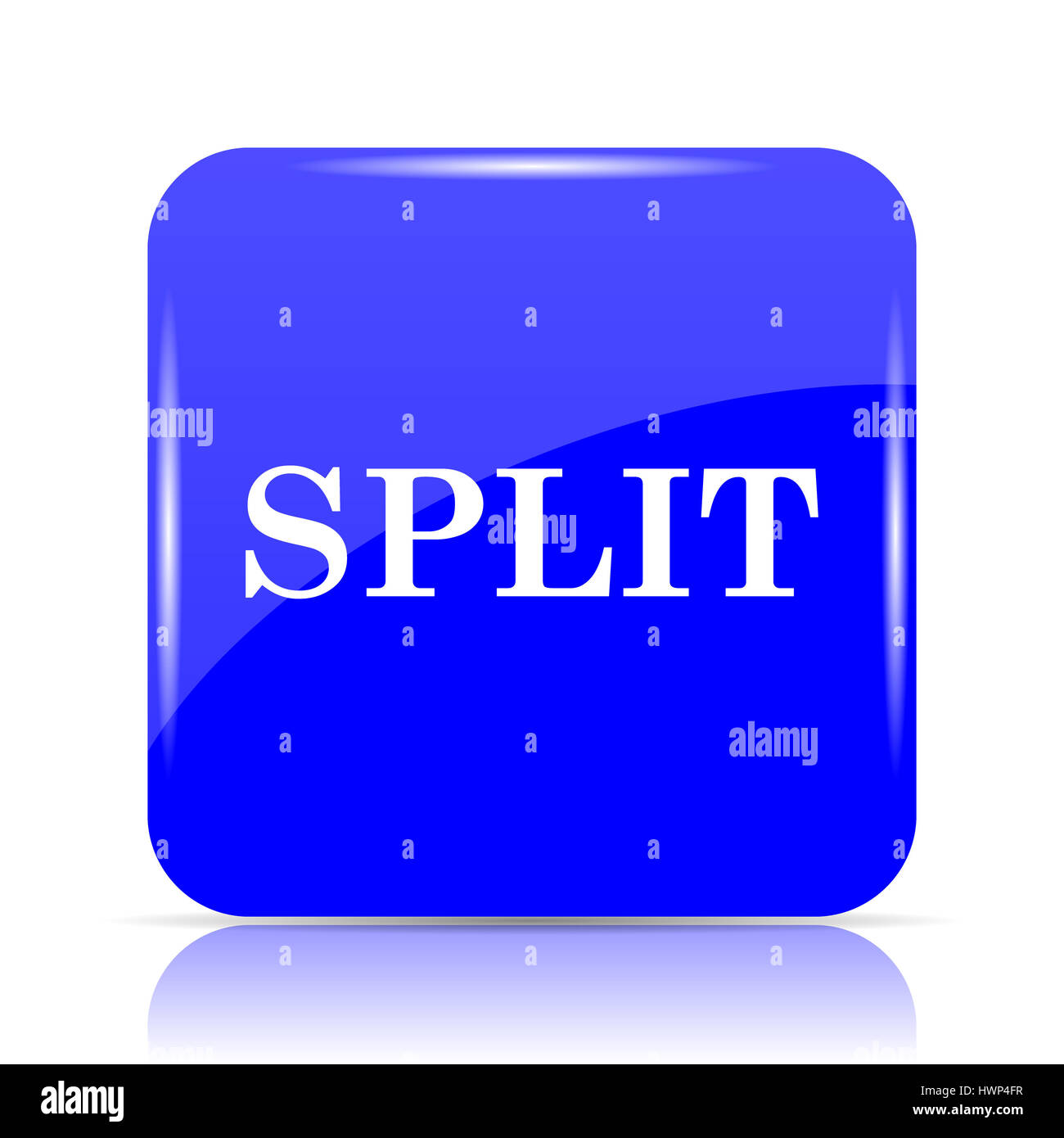 Split icon, blue website button on white background Stock Photo - Alamy