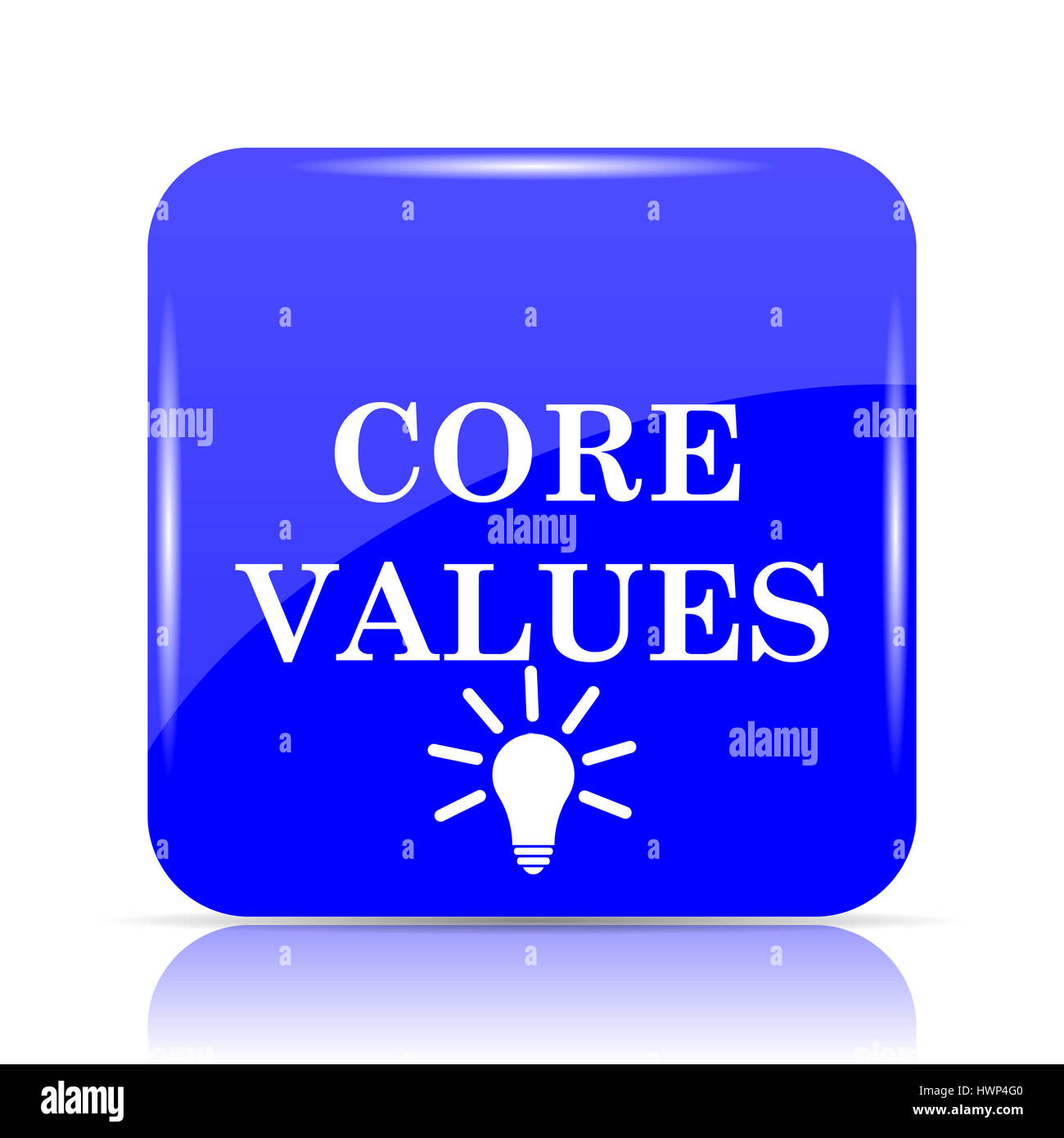 Core values icon, blue website button on white background Stock Photo ...