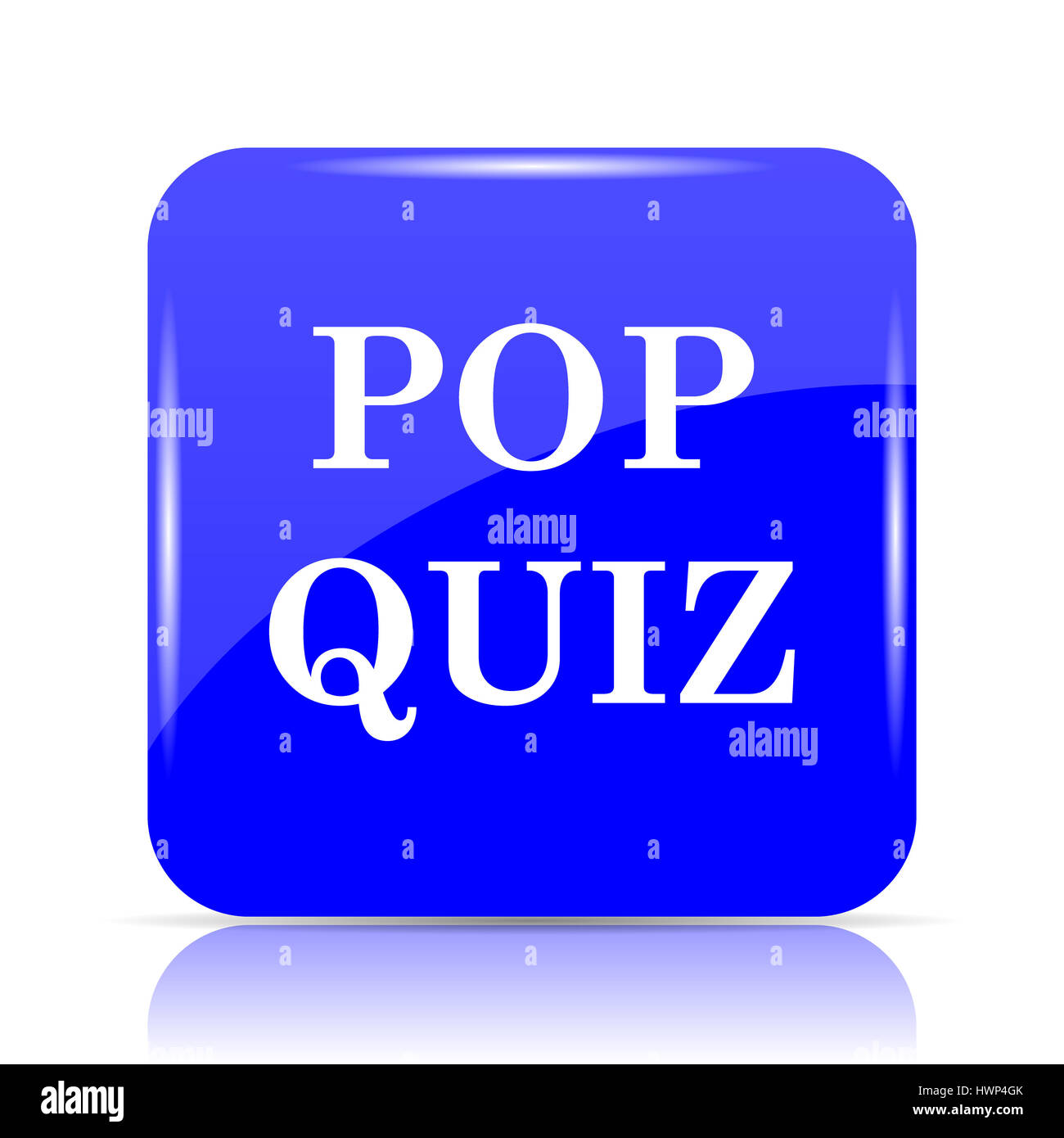 Pop quiz icon, blue website button on white background Stock Photo - Alamy