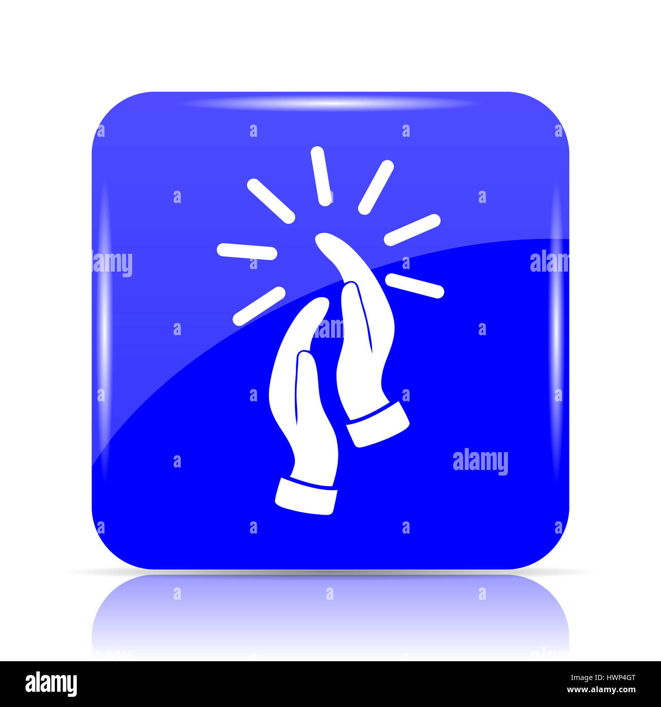 Applause icon, blue website button on white background Stock Photo - Alamy