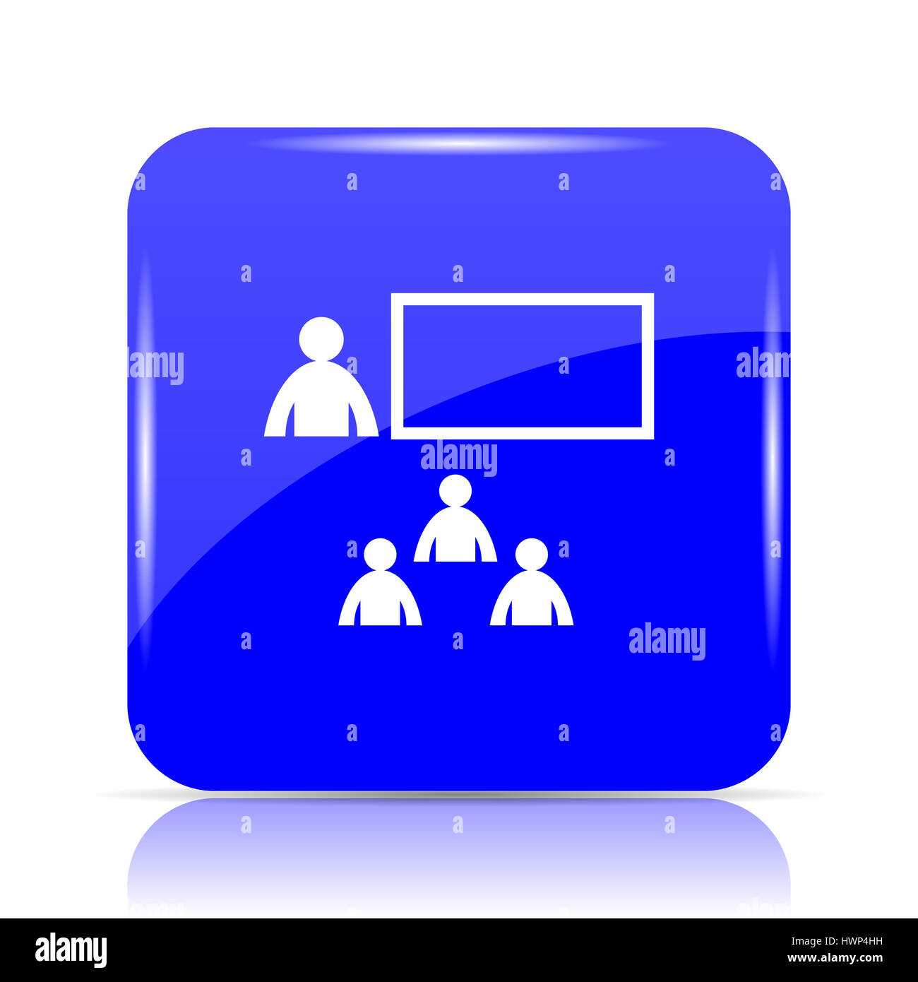 Presenting icon, blue website button on white background Stock Photo ...