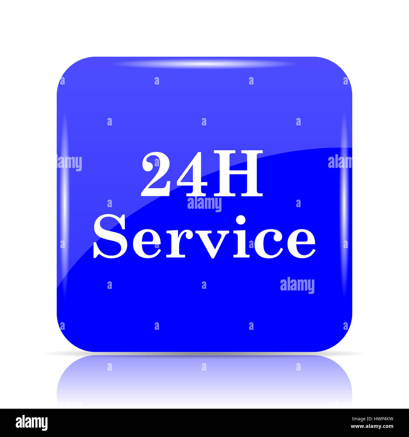 24H Service icon, blue website button on white background Stock Photo ...